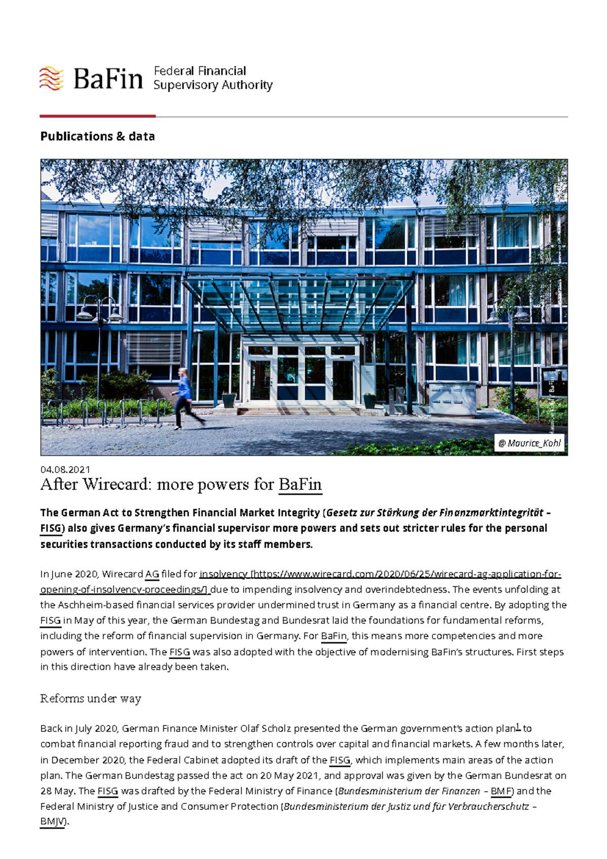 Ba Fin - Expert Articles - After Wirecard more powers for Ba Fin - The ...