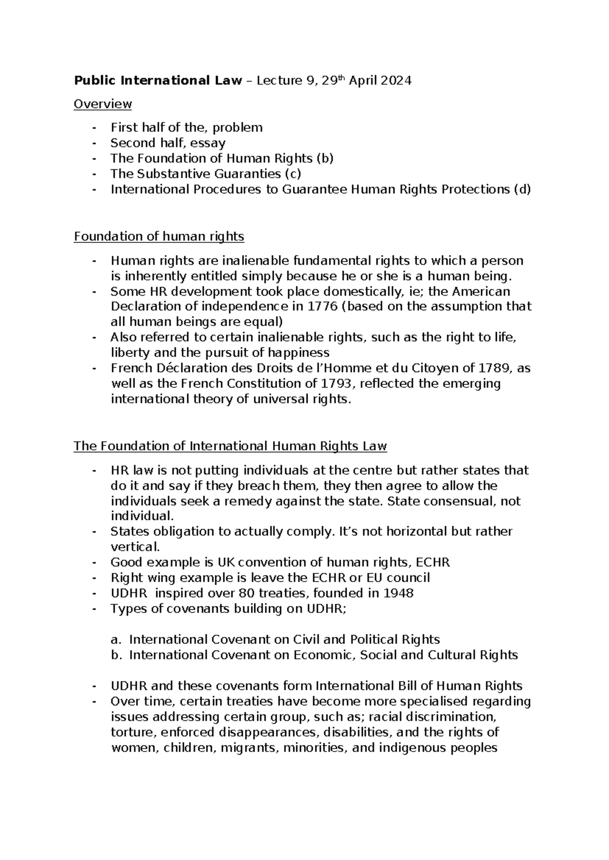 [PIL] Lecture 9, International Human Rights - Public International Law ...