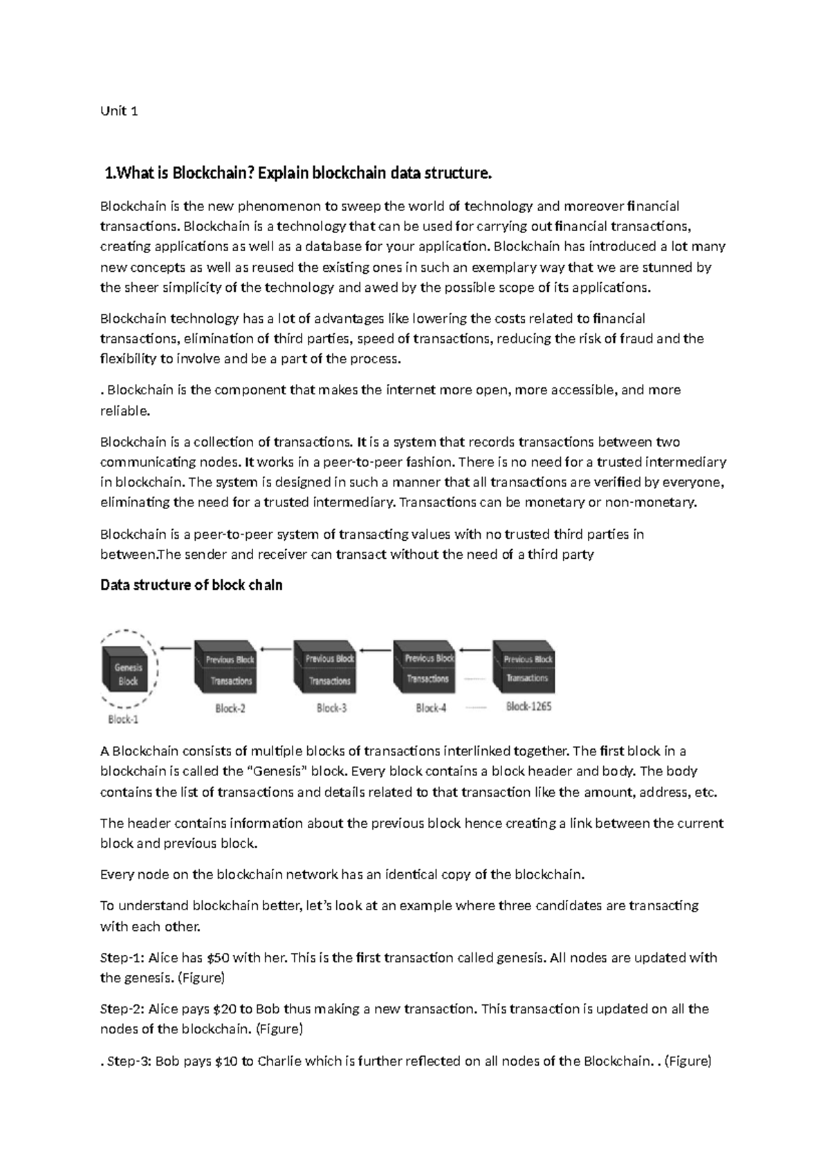 Blockchain question answer notes unit 1 - Unit 1 1 is Blockchain ...
