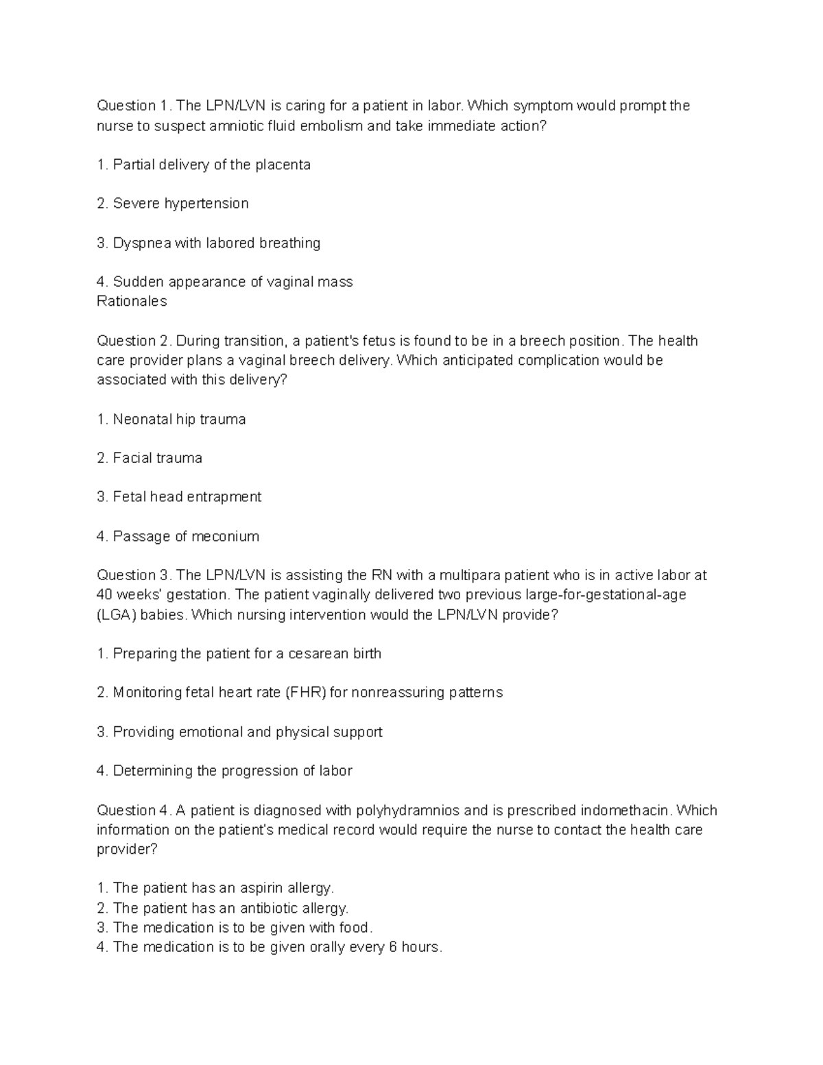Questions exam 2 - Question 1. The LPN/LVN is caring for a patient in ...