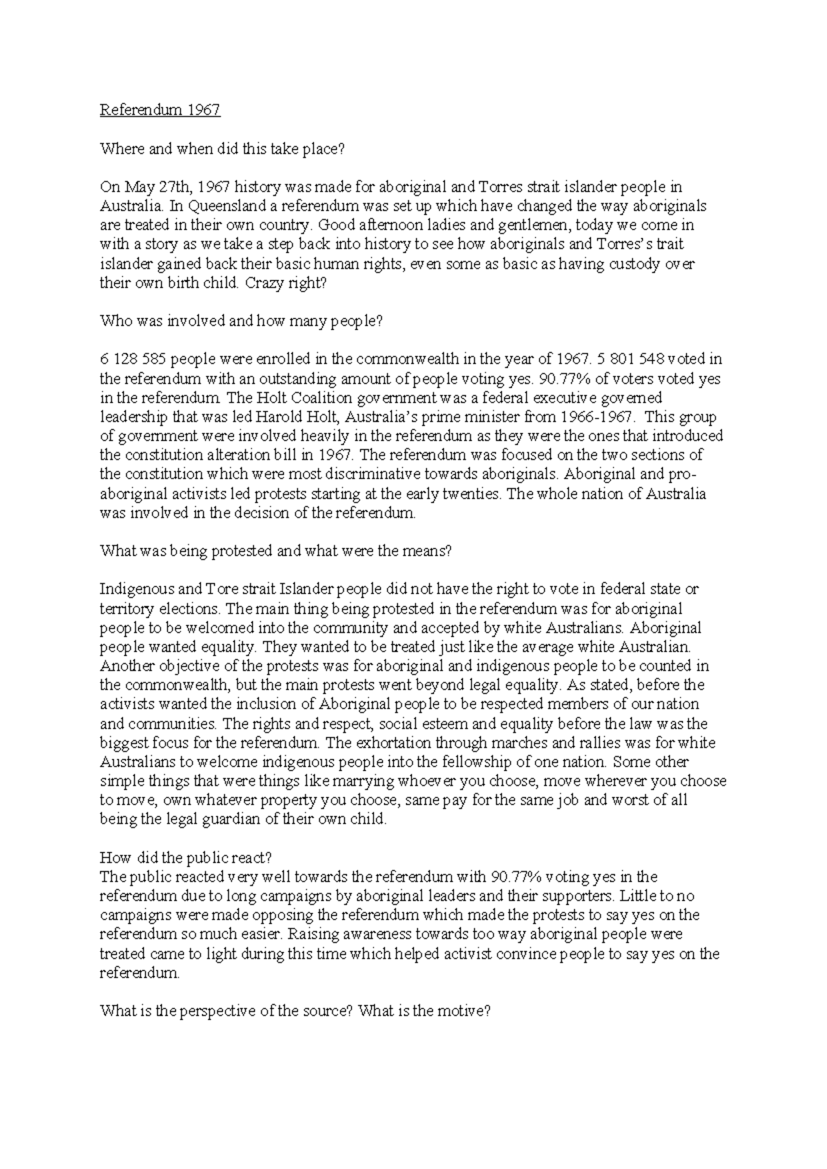 Referendum 1967 - Referendum 1967 Where and when did this take place ...