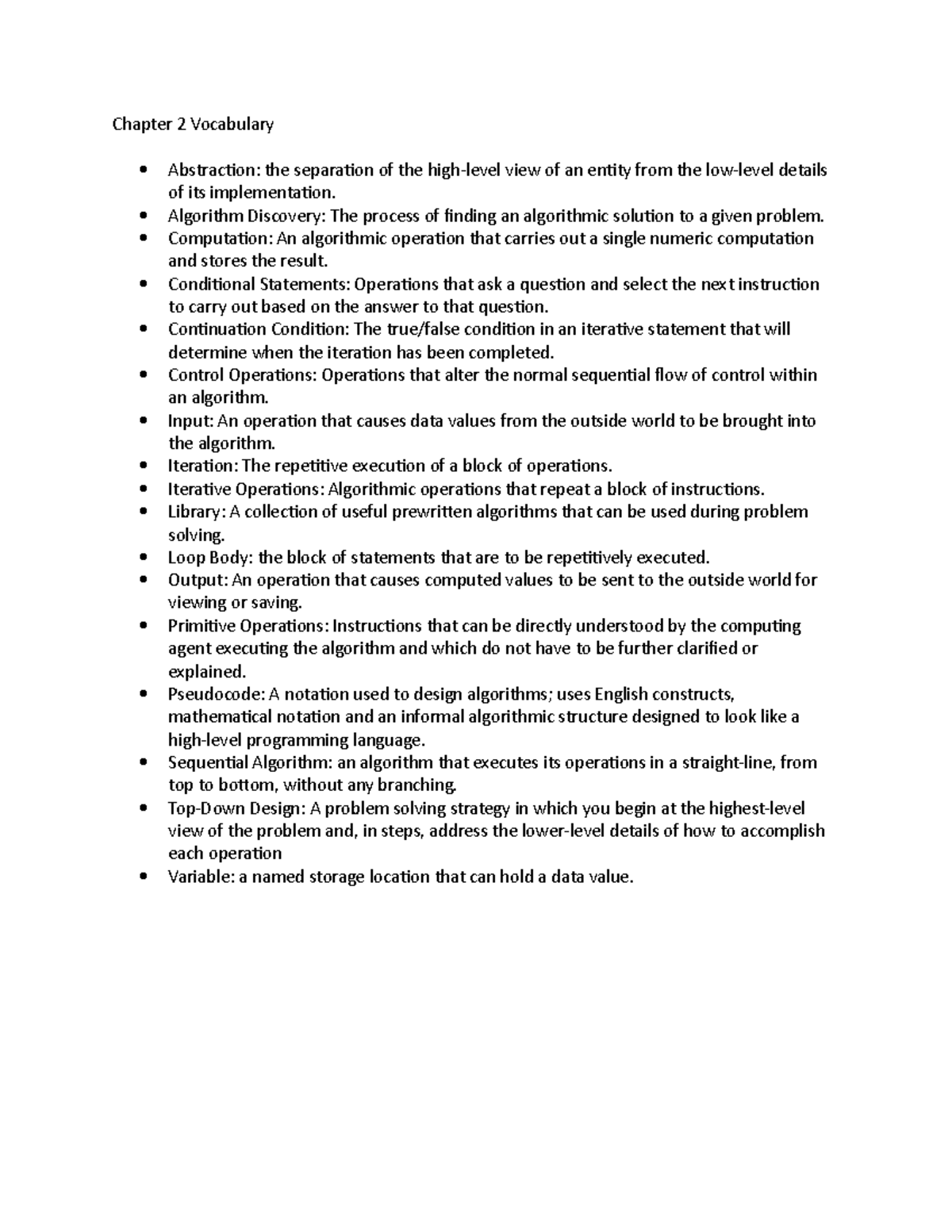Chapter 2 Vocabulary Algorithm Discovery and Design - Chapter 2 ...
