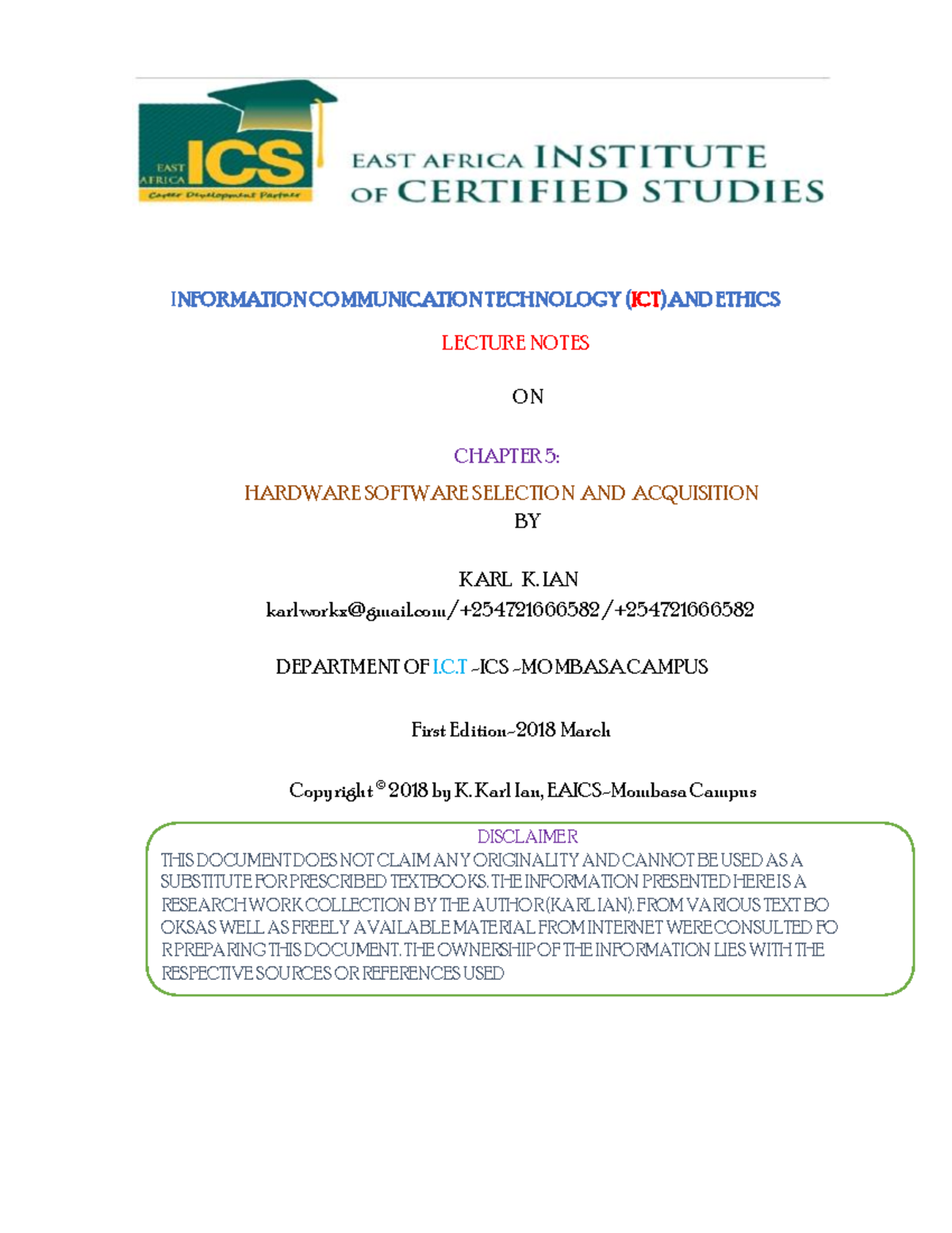 Introduction TO ICT Chapter 6 - INFORMATION COMMUNICATION TECHNOLOGY ...