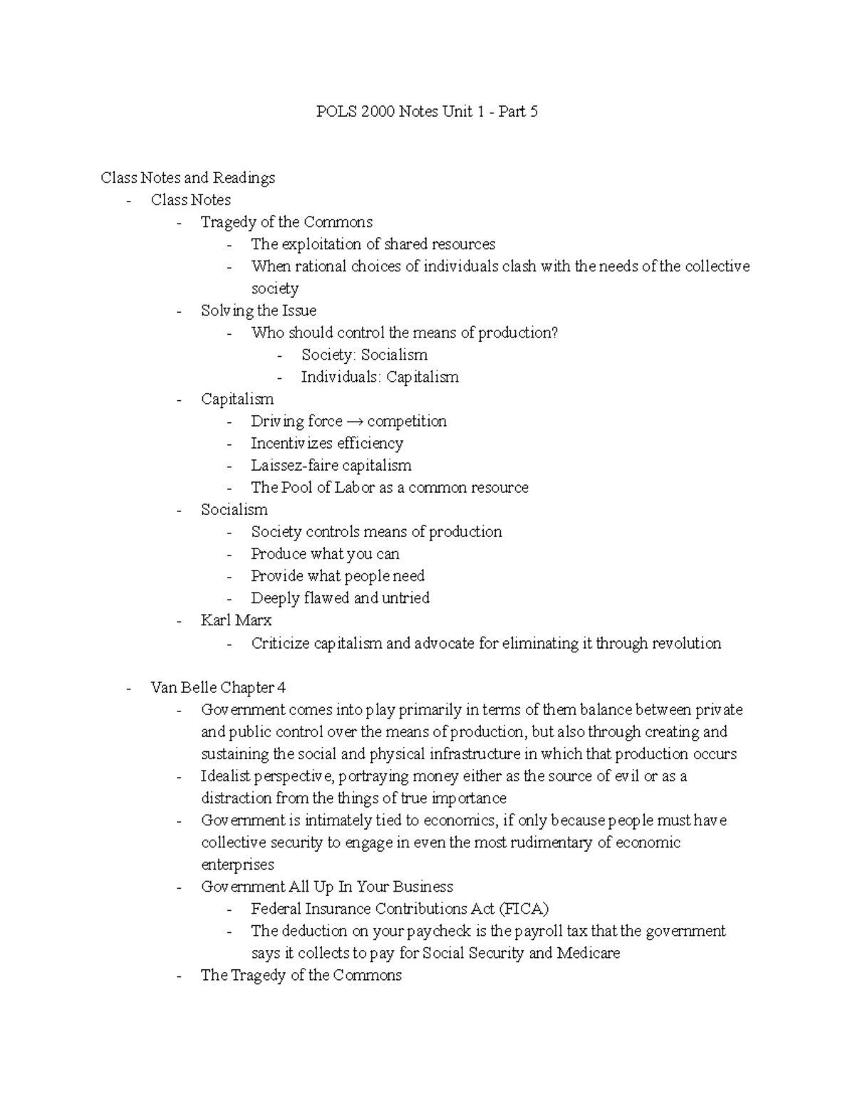 POLS 2000 Notes - Part 5 - POLS 2000 Notes Unit 1 - Part 5 Class Notes ...