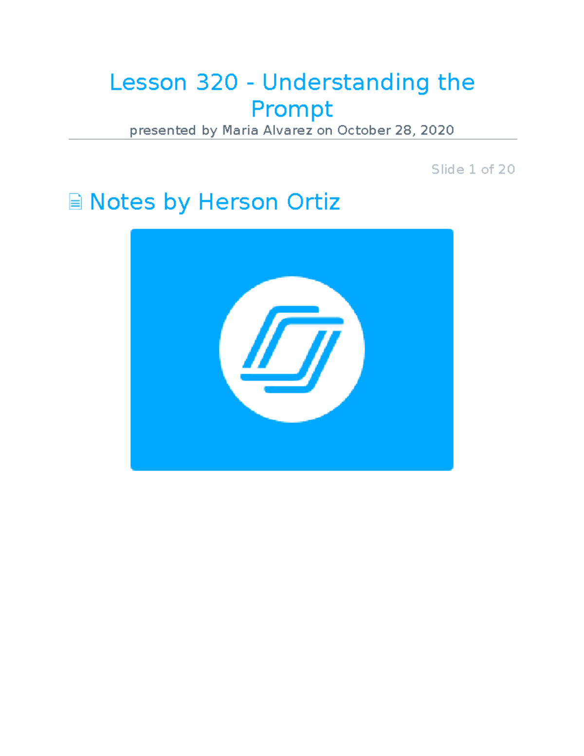 Lesson 320 - Understanding the Prompt Notes by Herson Ortiz - Lesson ...