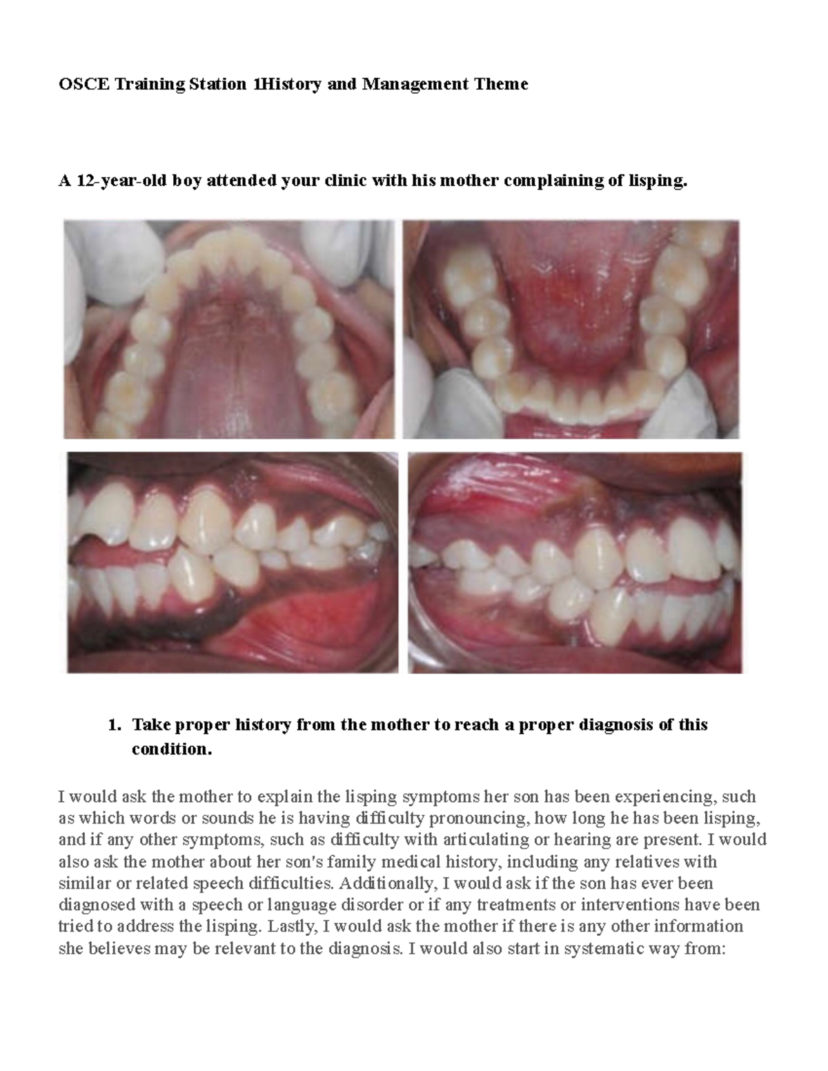 Arwa final - OSCE Training 1 Assign - OSCE Training Station 1History ...