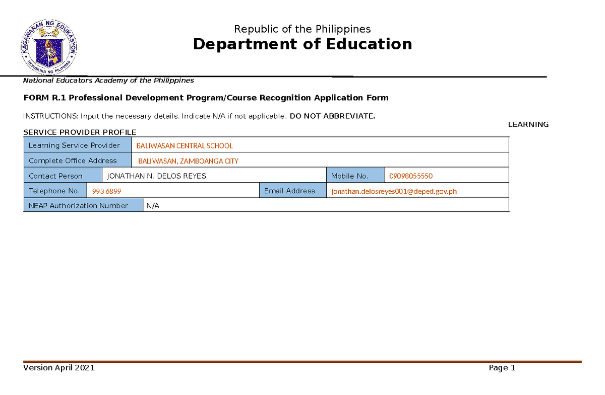 FORM-R.1-Training-Design-NEAP - Republic of the Philippines Department ...