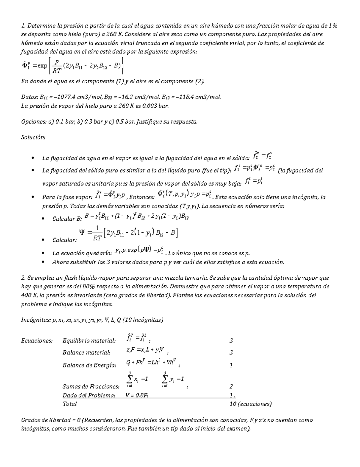 Final A con solución Termodinámica Química - Determine la presión a ...