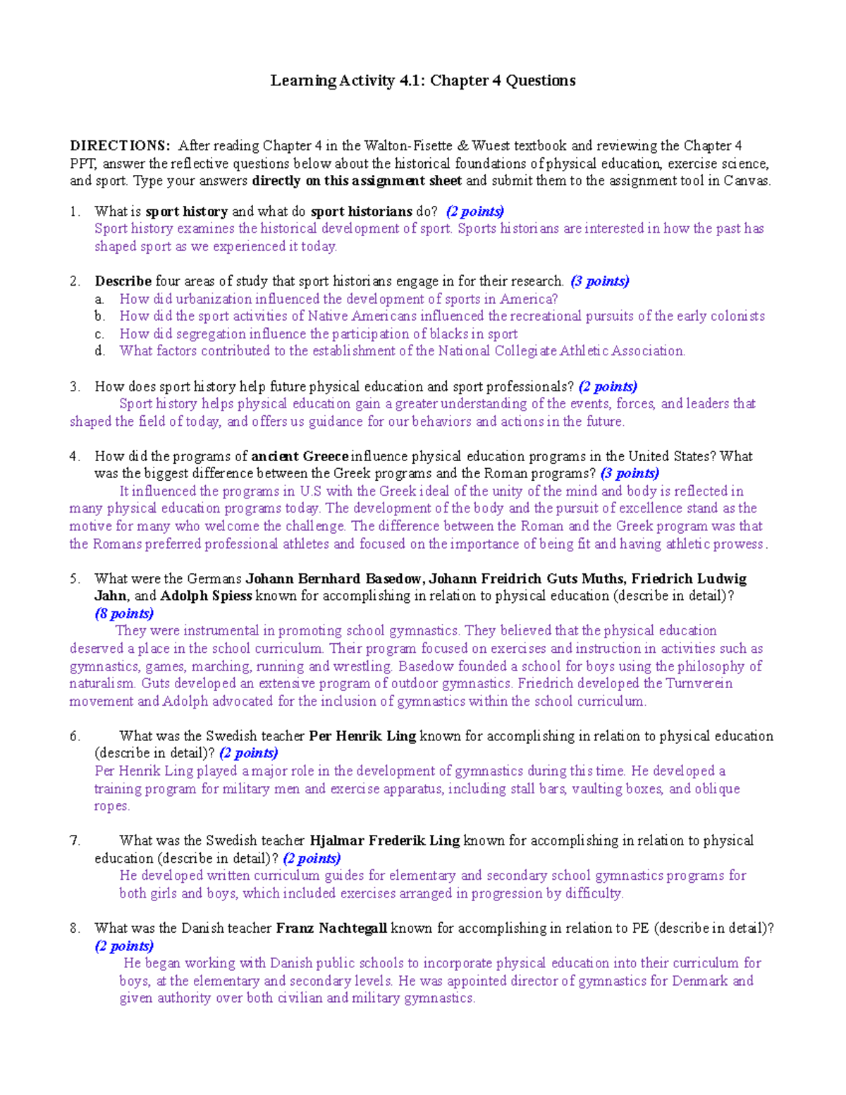 PE 200 Chapter 4 - Learning Activity 4: Chapter 4 Questions DIRECTIONS ...