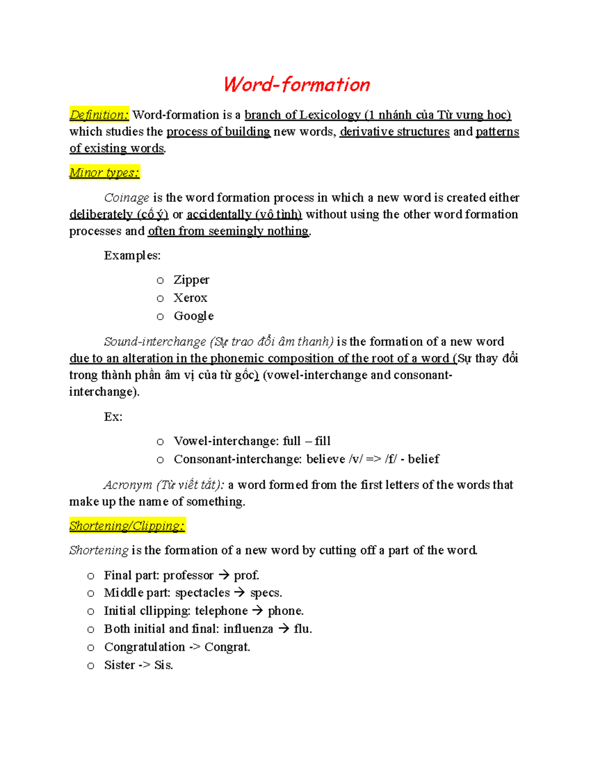 Word - Formation (Cấu tạo từ) - Word-formation Definition: Word ...