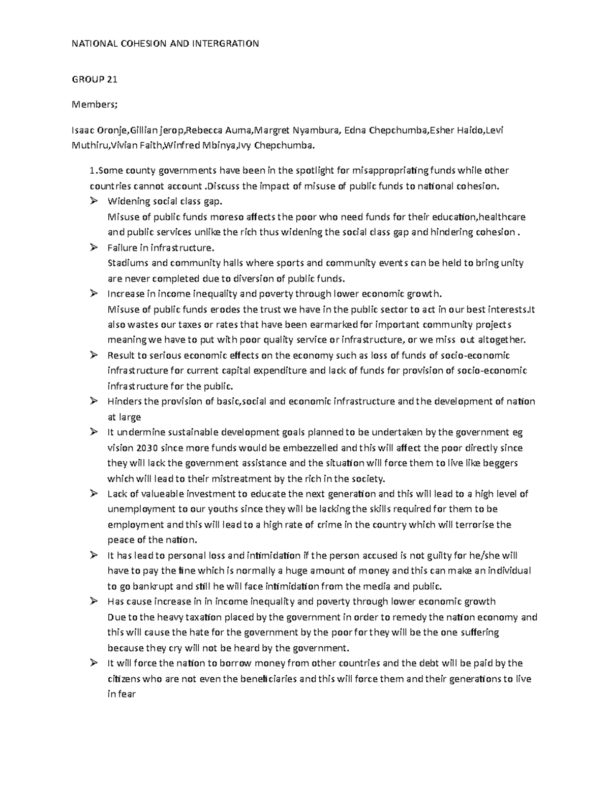 Group 21 - revision - NATIONAL COHESION AND INTERGRATION GROUP 21 ...