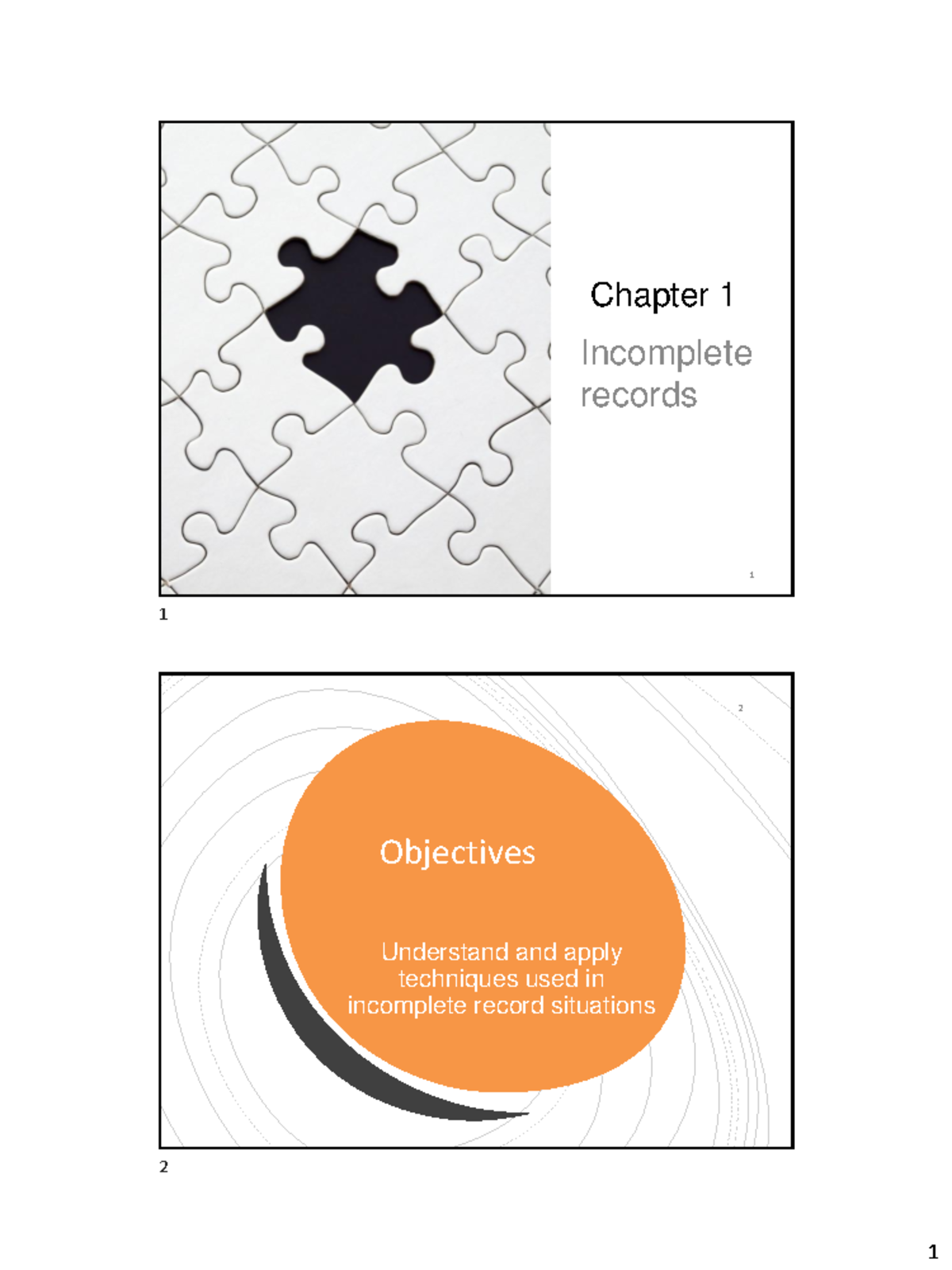 Chapter 1 Incomplete records - Chapter 1 Incomplete records 1 Objectives Understand and apply ...
