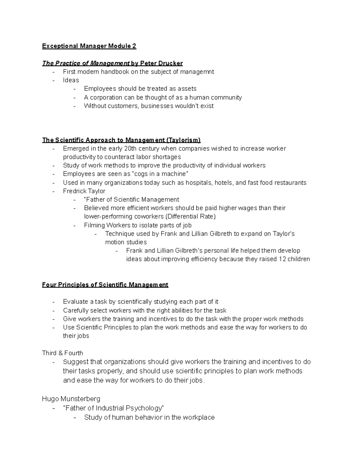 MGT Module 2 - notes - Exceptional Manager Module 2 The Practice of ...