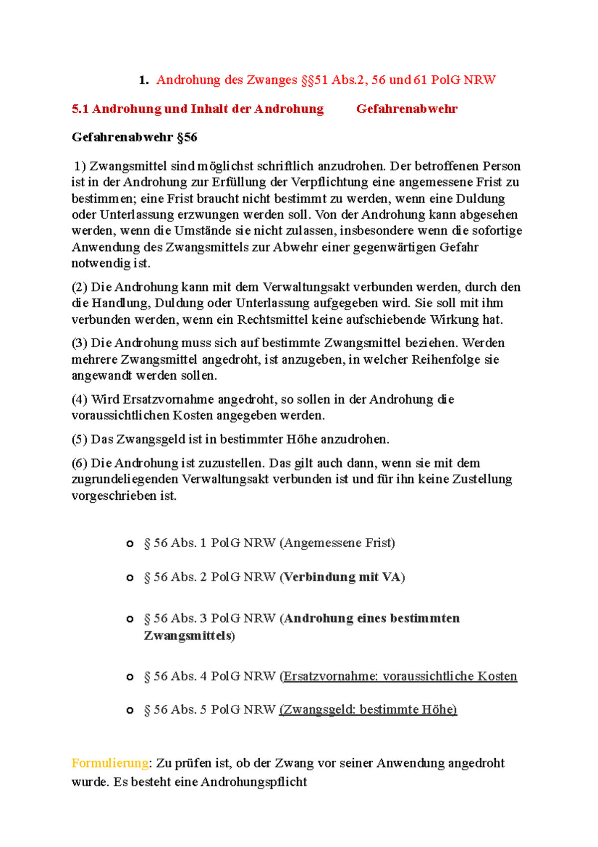 Androhung des Zwanges - vollausformulierte Musterlösung/Zusammenfassung ...