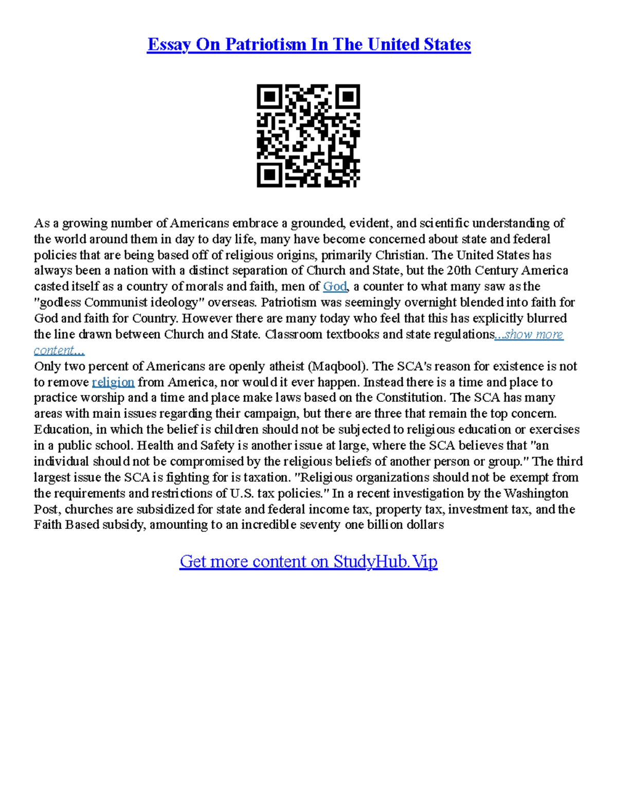 Essays About Patriotism - Essay On Patriotism In The United States As a ...