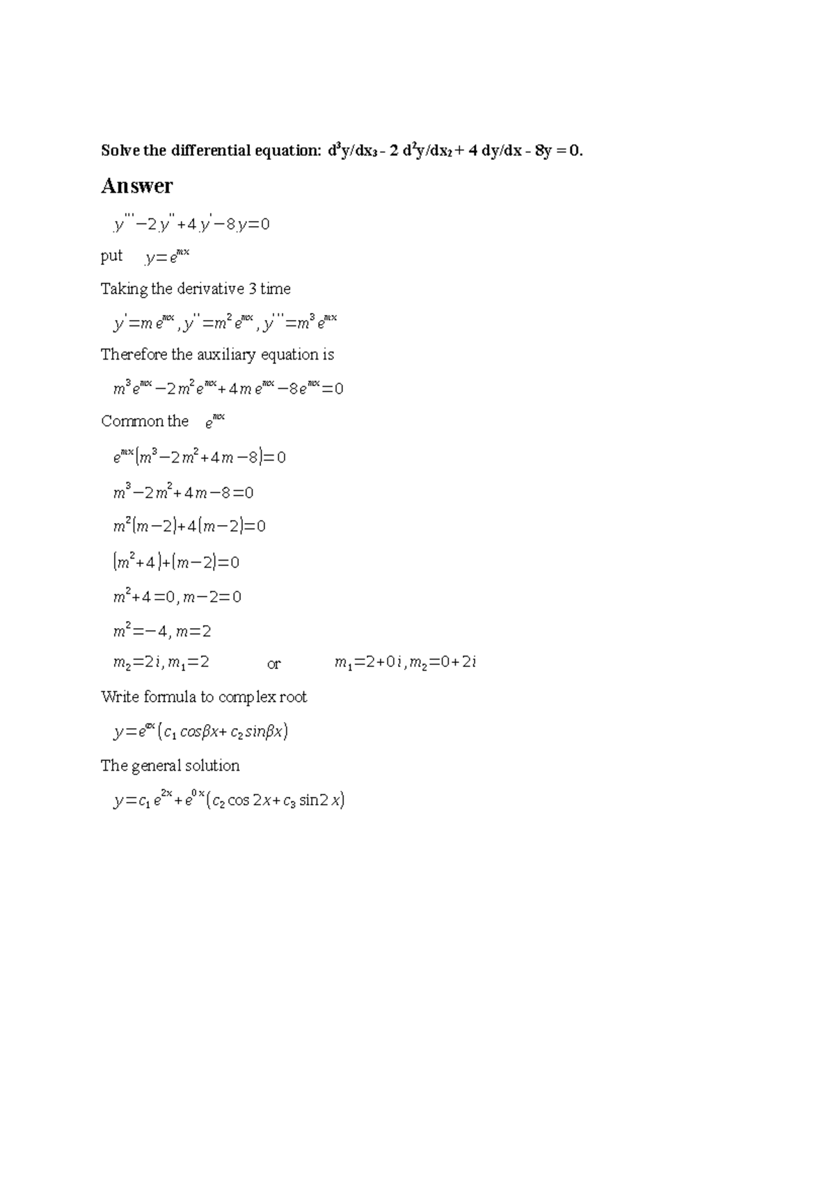 Gdb solution - Solve the differential equation: d 3 y/dx 3 - 2 d 2 y/dx ...