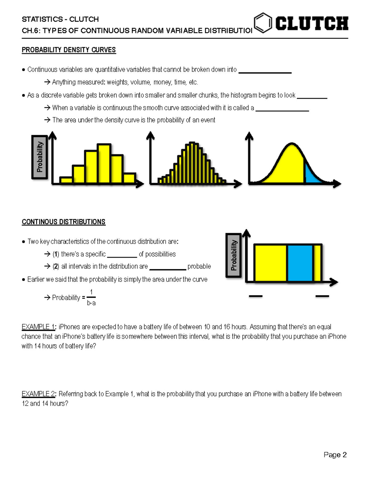 Clutch Chapter 6 - Sample questions on random variable distribution ...