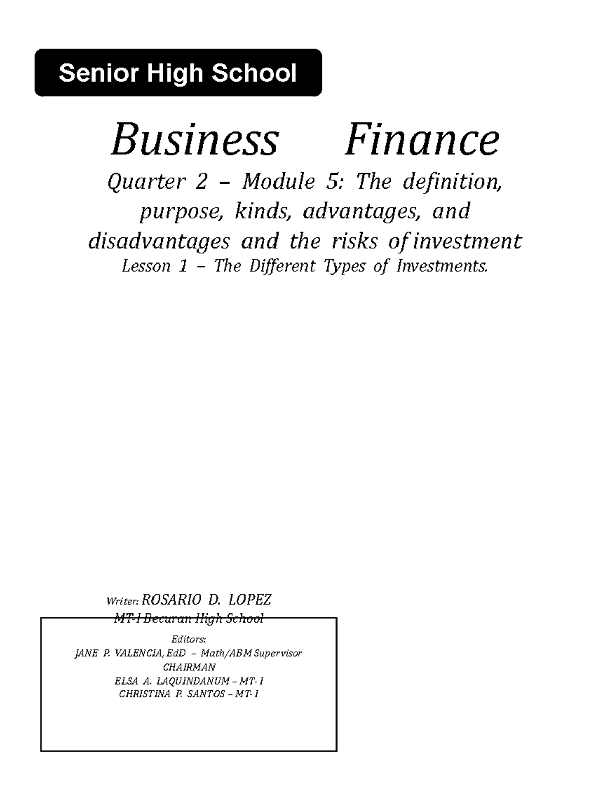 ADM-Bus Fin-Module-5-Lesson-1-The-Different-Types-of-Investments ...