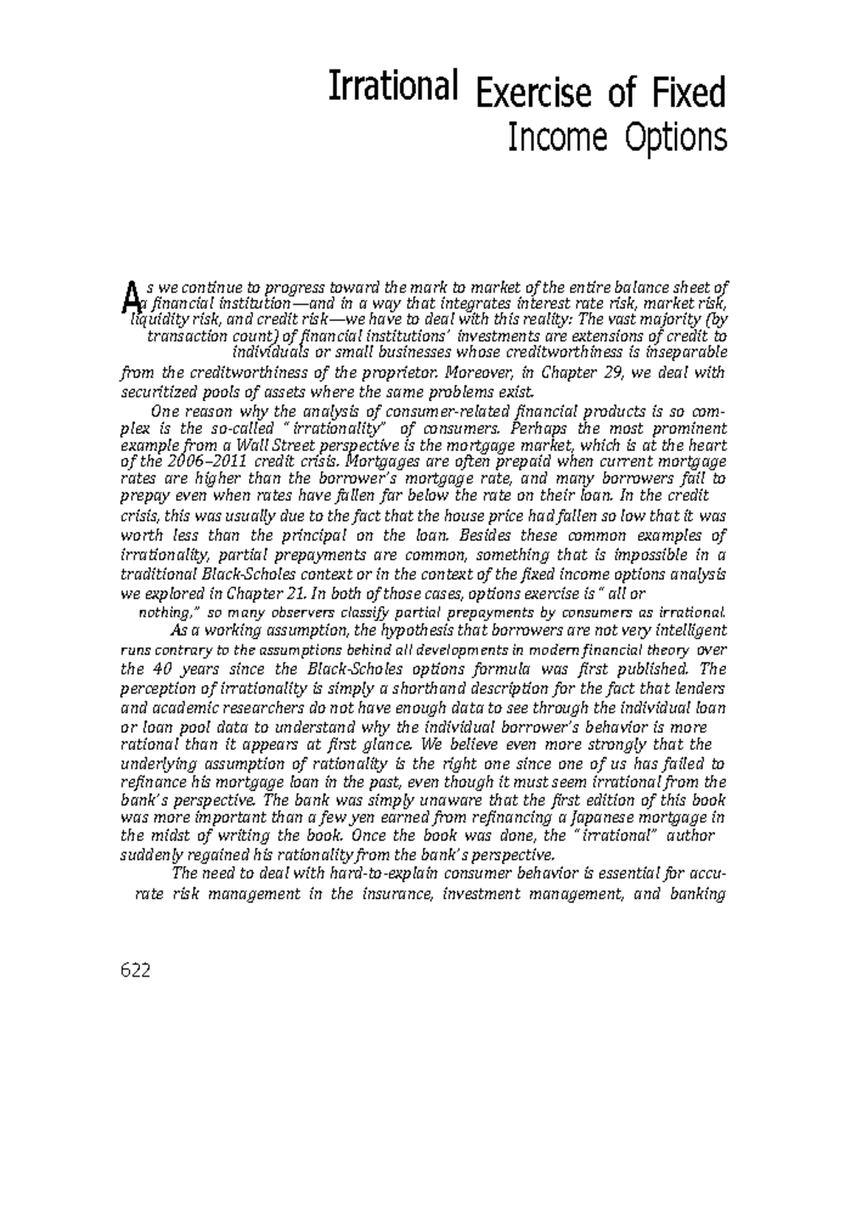 49 Financial Risk Management - Irrational Exercise of Fixed Income ...