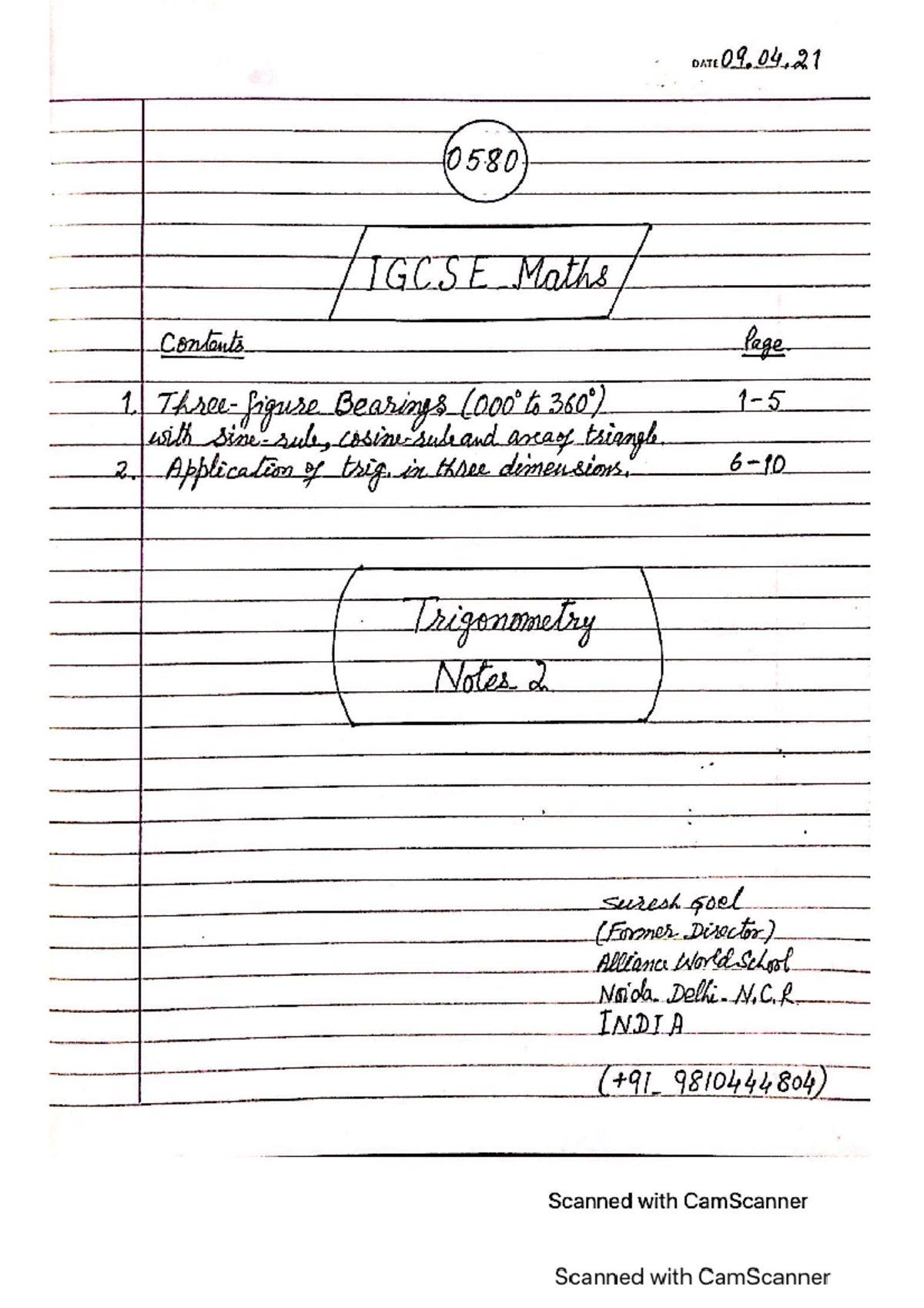 Ig 0580 trig bearing 3d revi notes 2 - Aral pan/ Esp - Studocu
