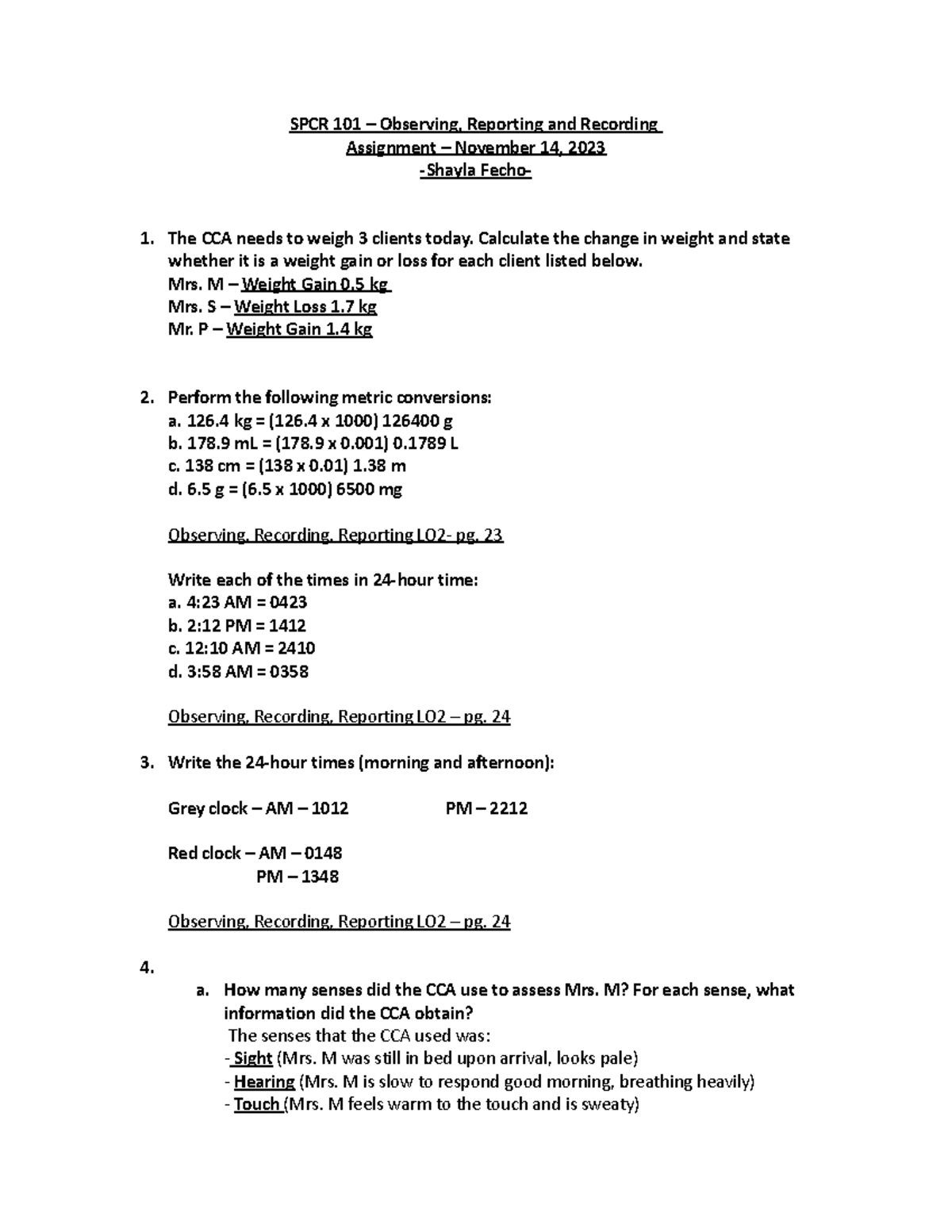 SPCR 101 - Completed Assignment - SPCR 101 – Observing, Reporting and ...