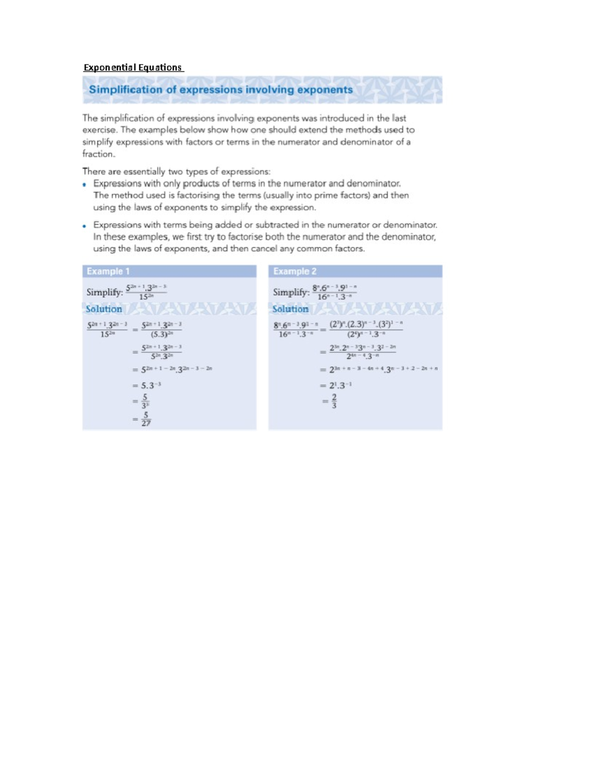 Exponential Equations - MATH1034 - Studocu