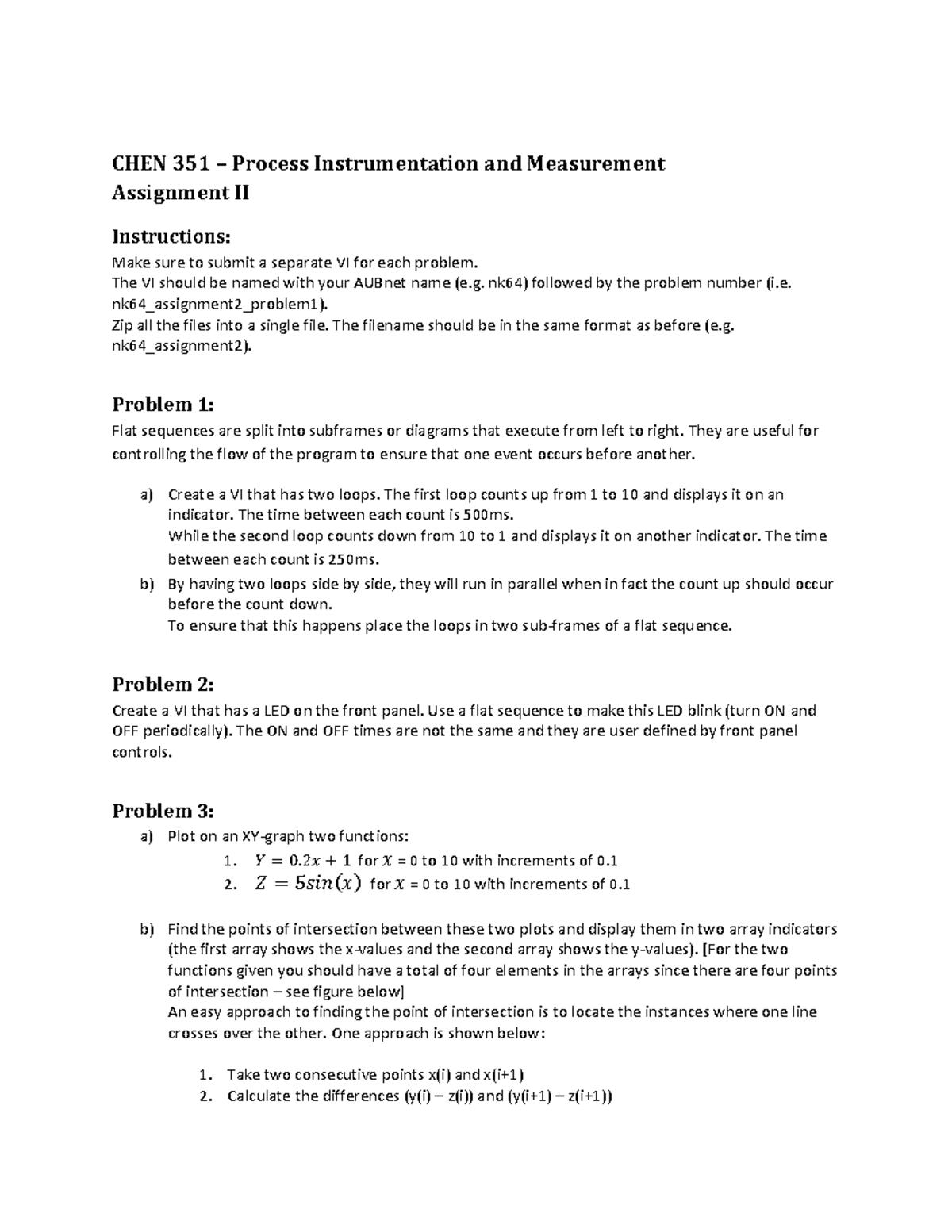 Assignment II CHEN351 - CHEN 351 – Process Instrumentation and ...