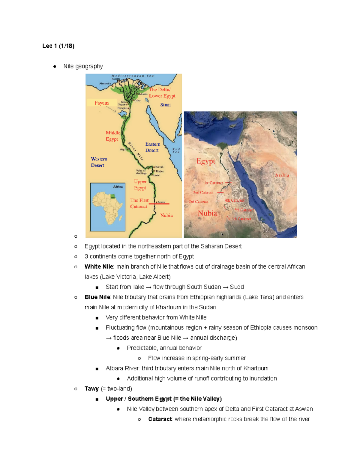 NELC 062 Nile Notes - Spring 2022, Professor Wegner - Lec 1 (1/18) Nile ...