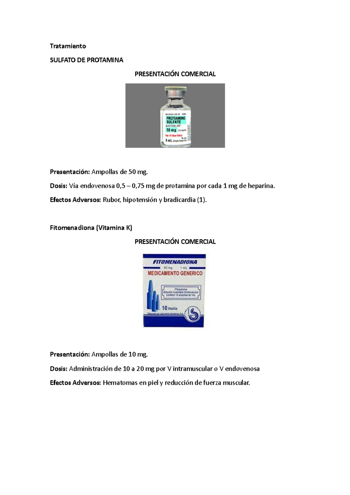 Tratamiento Toxico - Materia - Tratamiento SULFATO DE PROTAMINA ...