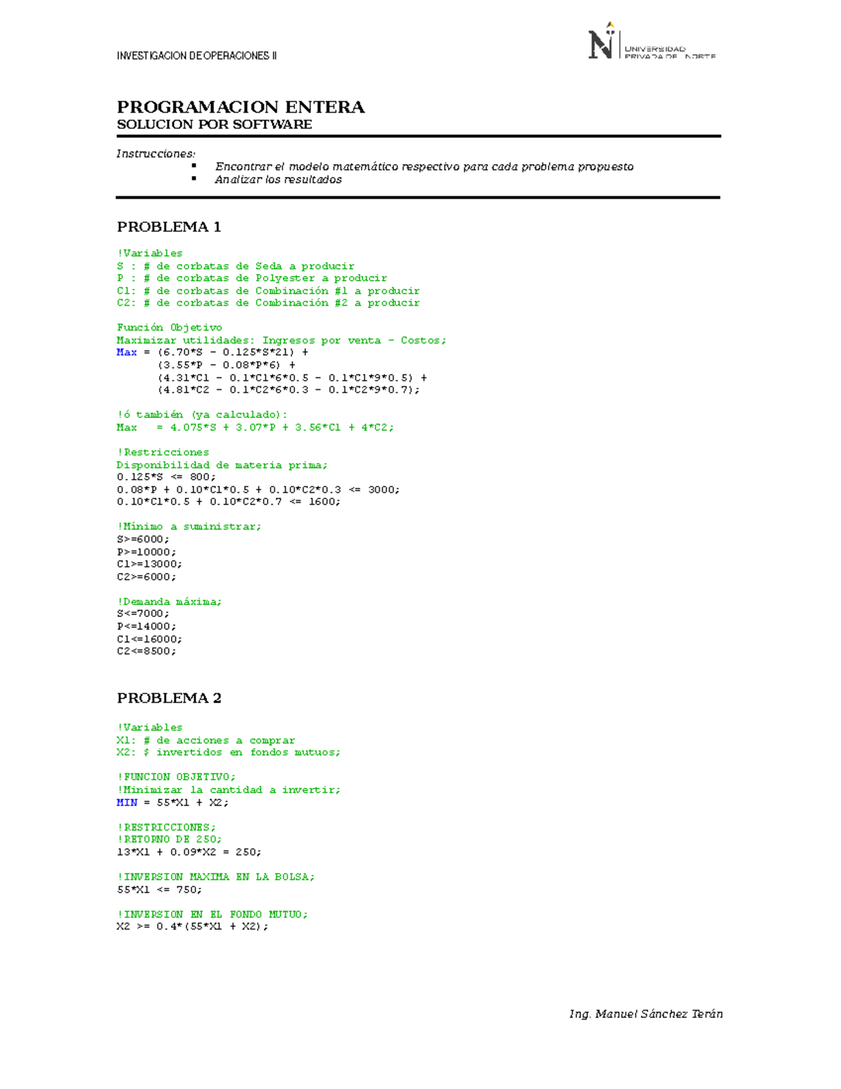 Programacion Entera ( Solucionario) Programacion Entera ( Solucionario ...