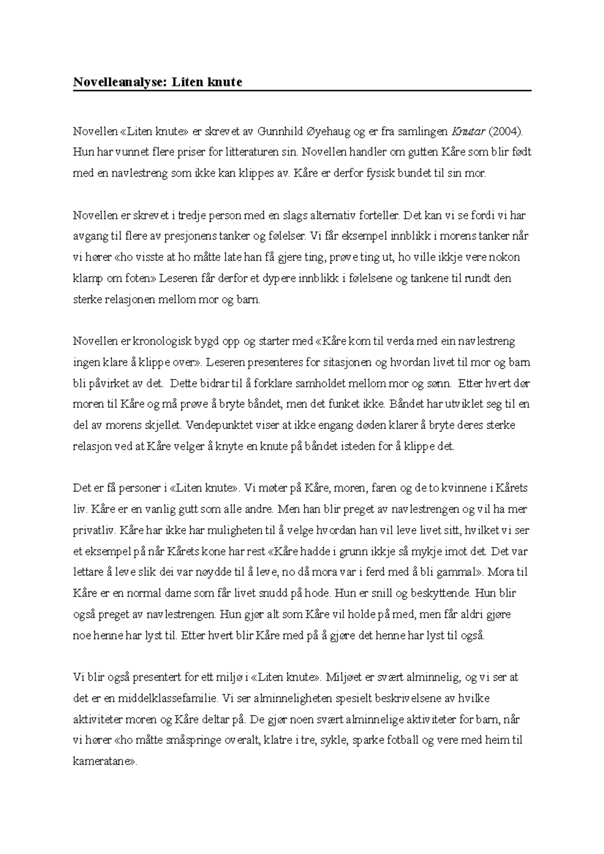 Novelleanalyse - Novelle analyse - Novelleanalyse: Liten knute Novellen ...