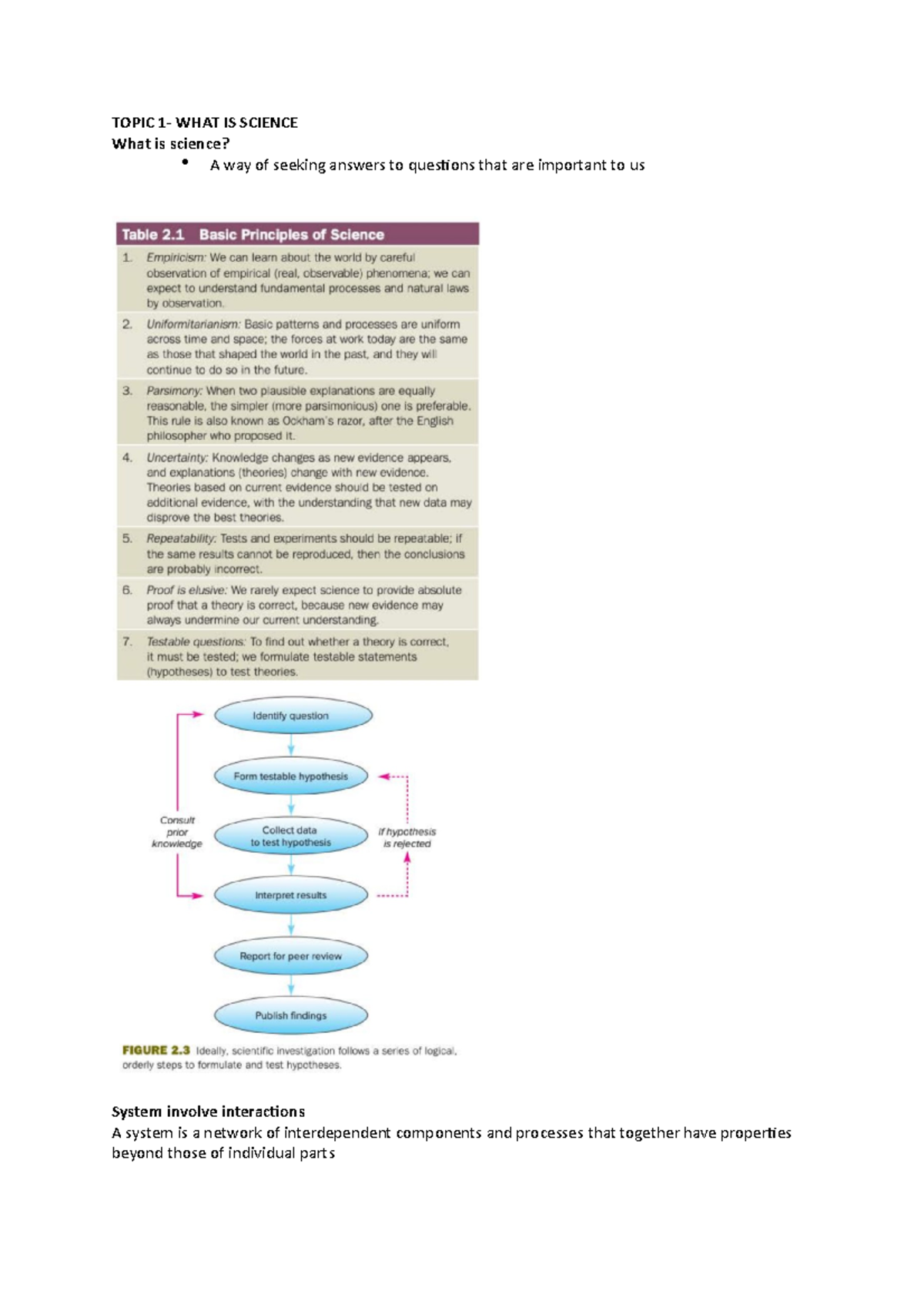 Ecology Notes - TOPIC 1- WHAT IS SCIENCE What is science? A way of ...