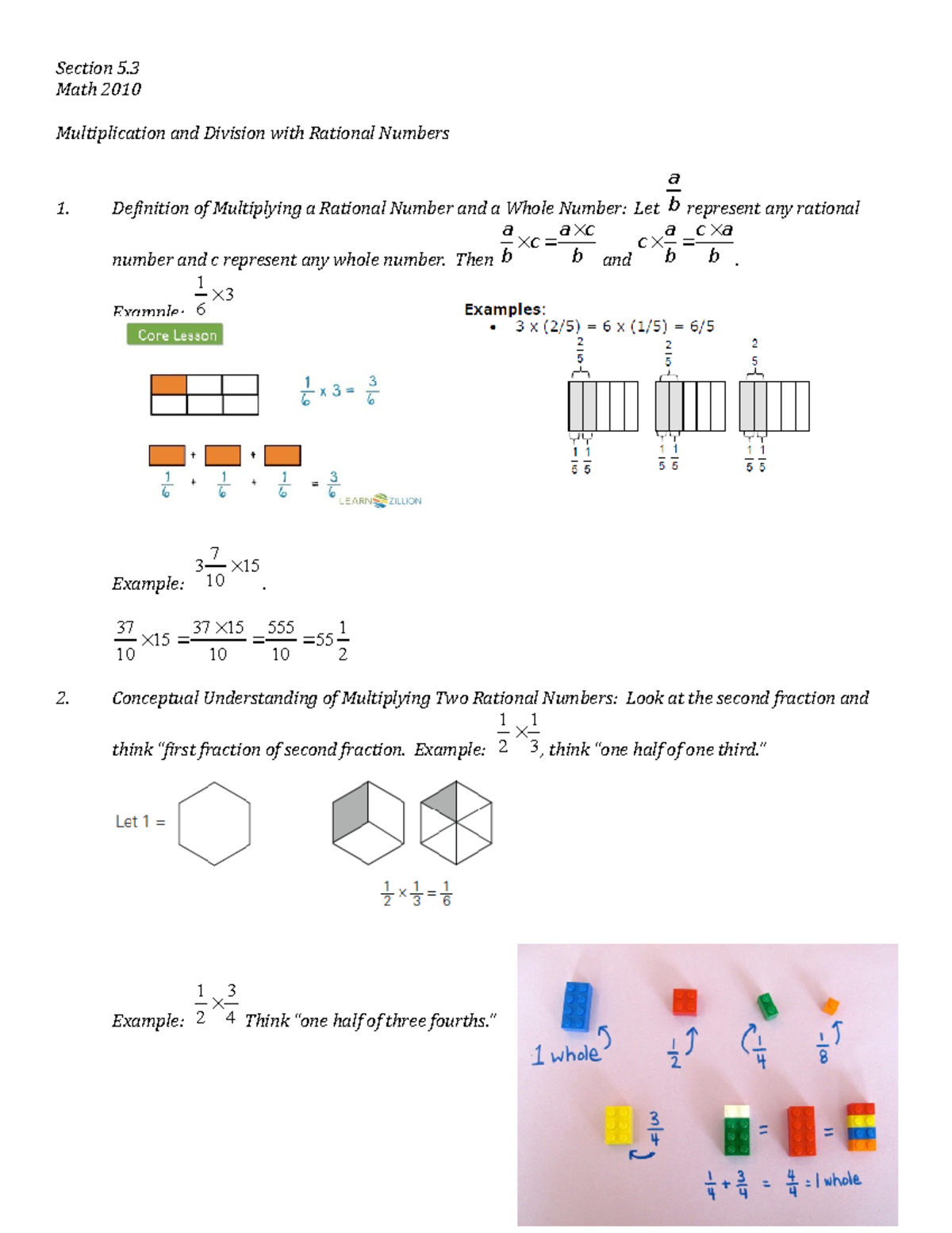 Section 5.3 Math 2010 Spring 2015 - Section 5. Math 2010 Multiplication ...