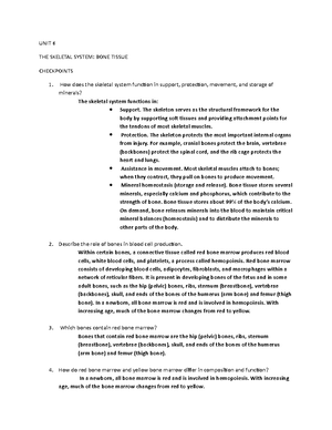 UNIT 8 Skeletal System Appendicular Skeleton Checklist & Answer ...