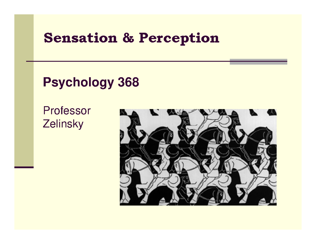 Introduction lecture - notes - Sensation & Perception Professor ...