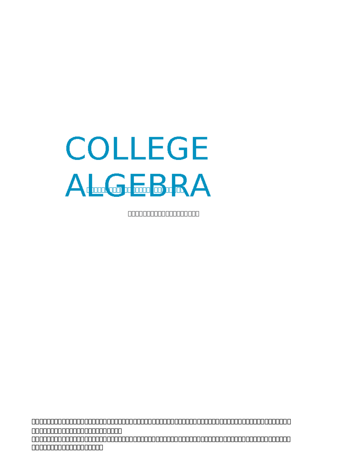 MATH- Algebra - Lecture notes 12 - COLLEGE ALGEBRA