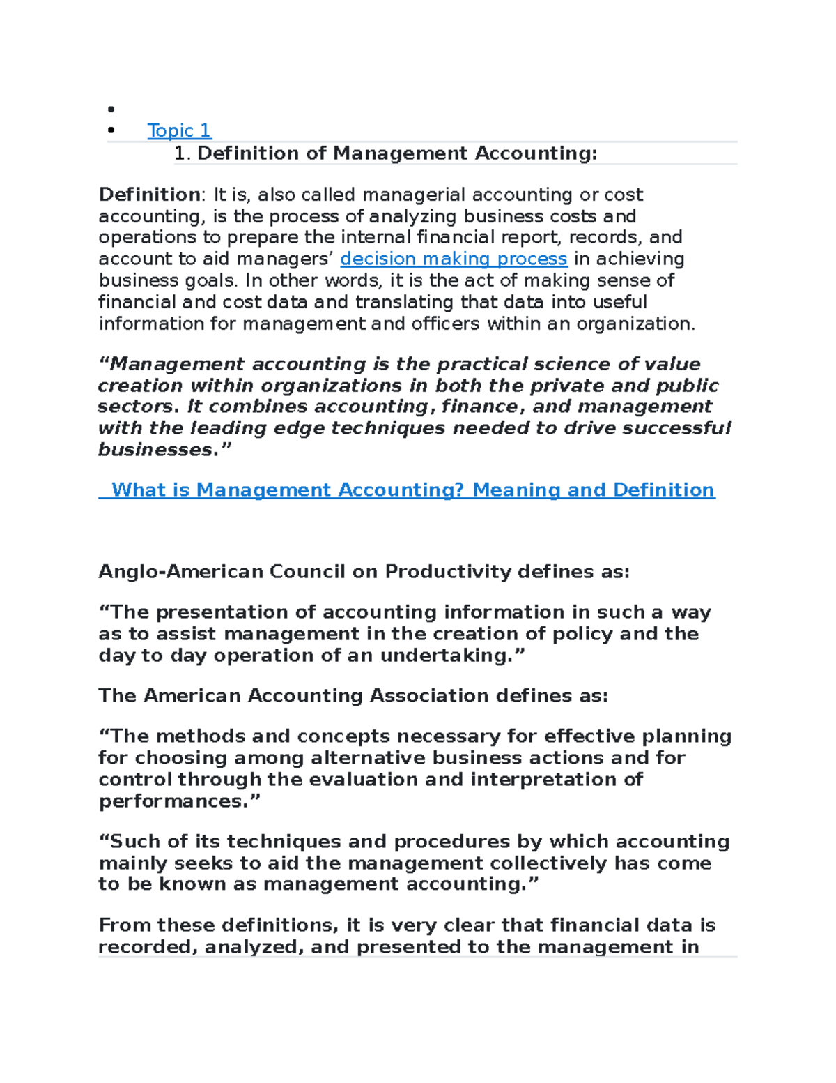 Managerial- Accounting-Topic-1 - Topic 1 1. Definition of Management ...