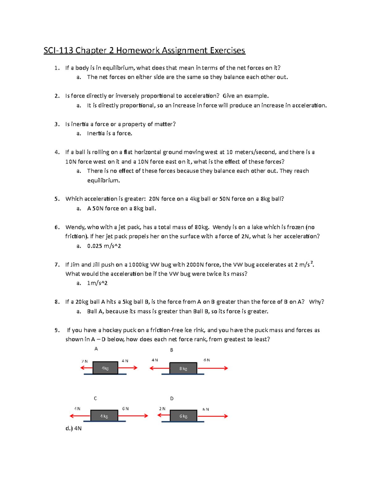 SCI113 Spring 2023 CH2 Homework - SCI-113 Chapter 2 Homework Assignment ...
