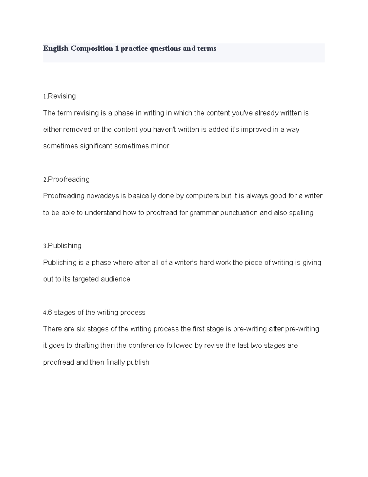 English Composition 1 practice questions 2 - English Composition 1 ...