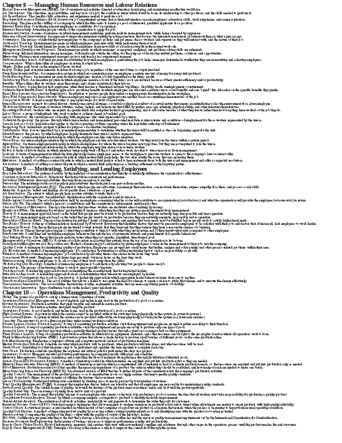 Chap 8-16 Cheat Sheet - Summary Business Essentials - Chapter 8 ...