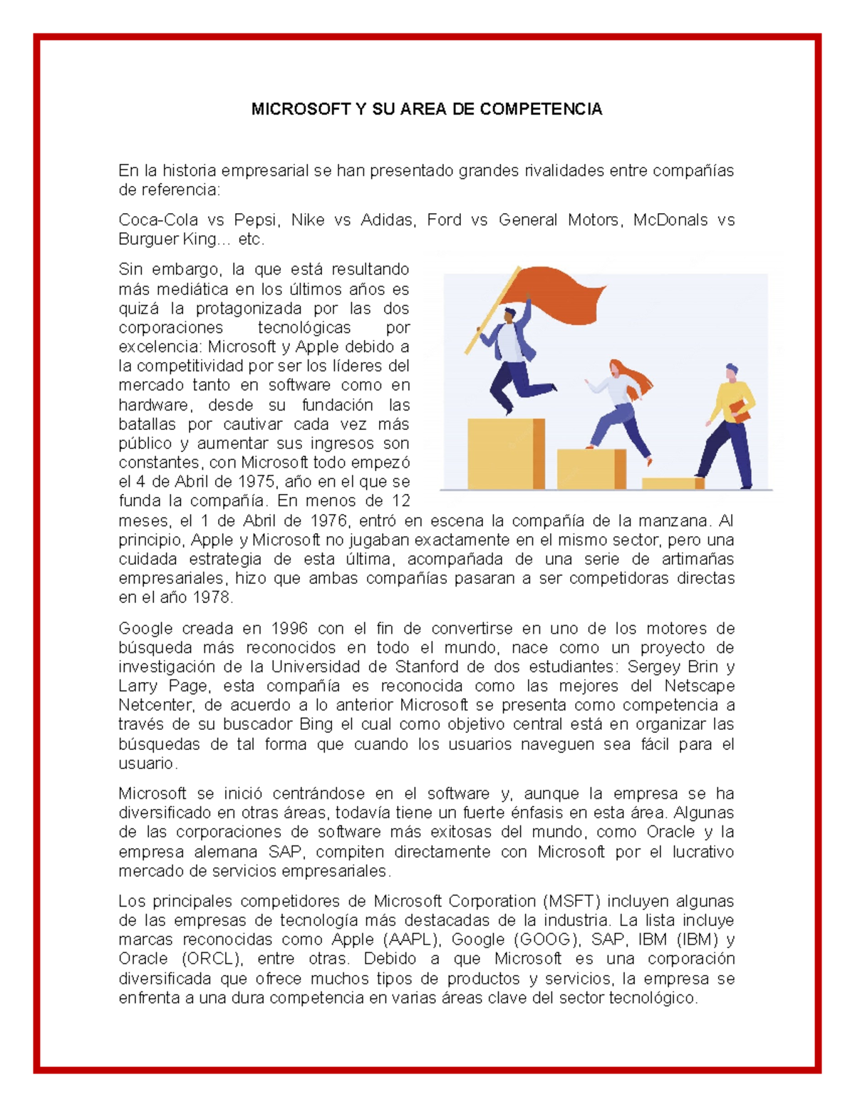 Aportacion, Analisis DE Competencia Microsoft - MICROSOFT Y SU AREA DE ...