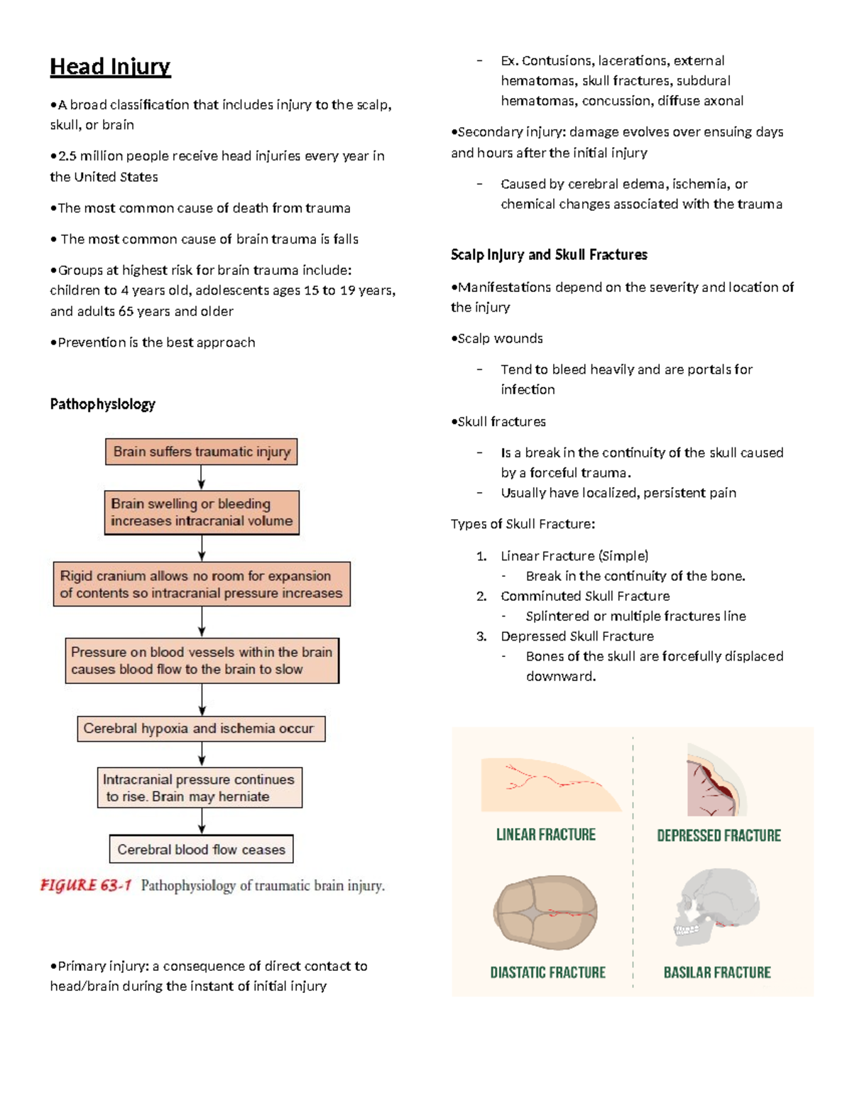 Name of Disease-Janice notes - Head Injury •A broad classification that ...