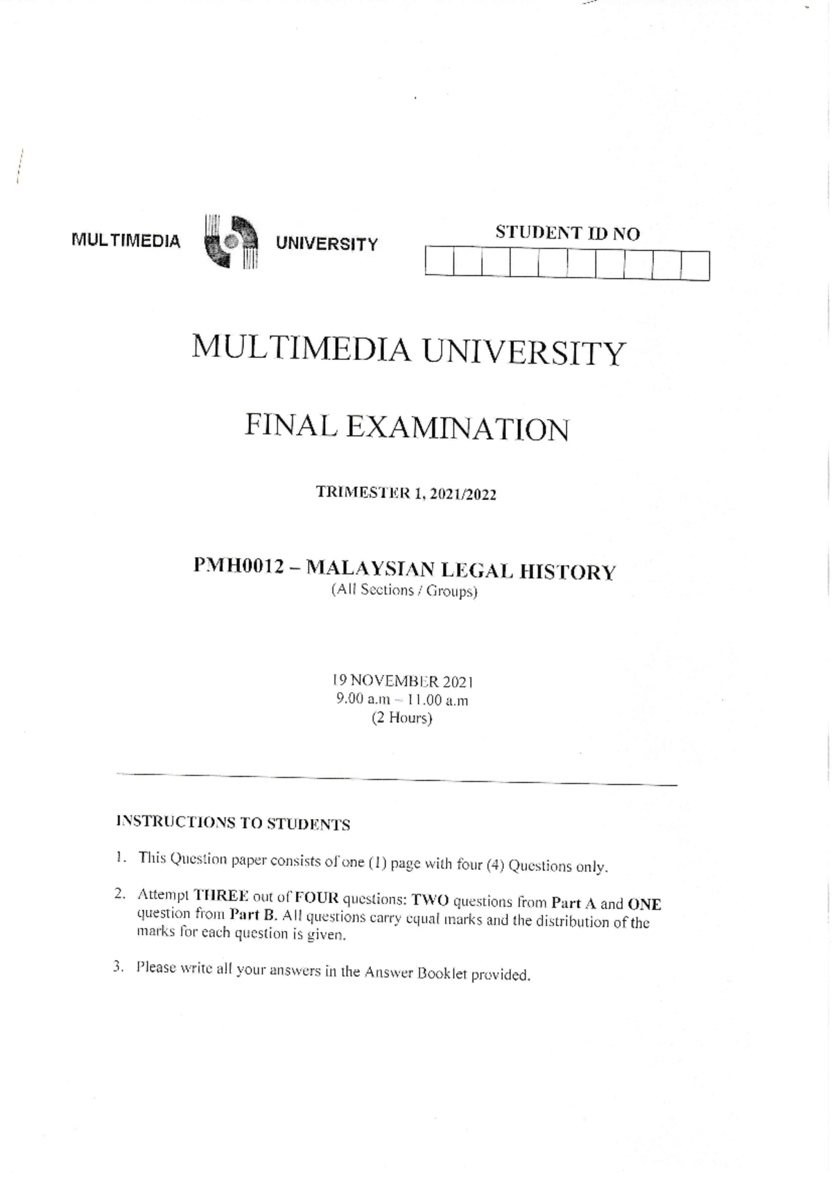 2022 - EXAM PAPERS - Foundation In Law - Studocu