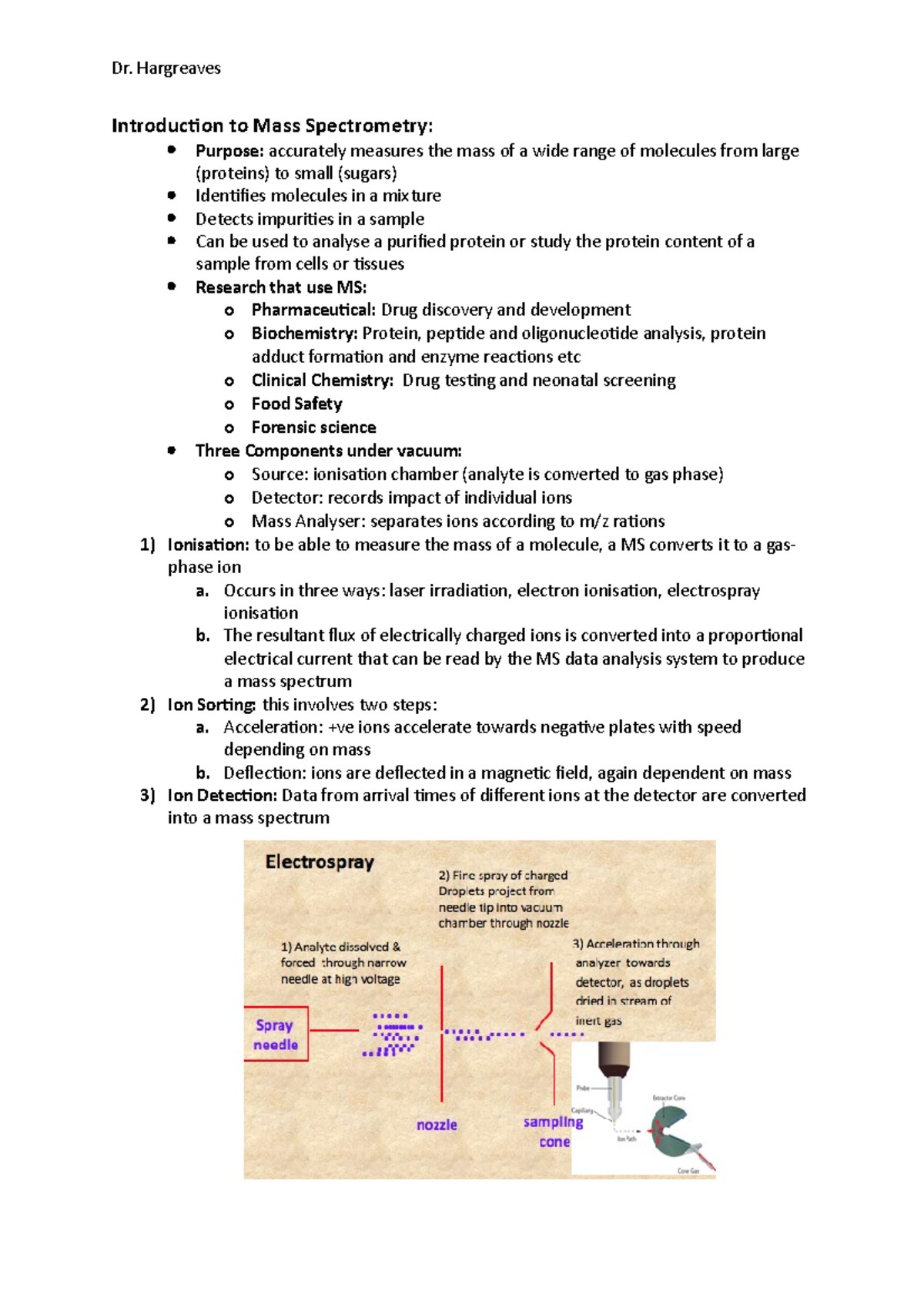 Introduction to Mass Spectrometry - Dr Hargreaves - Dr. Hargreaves ...