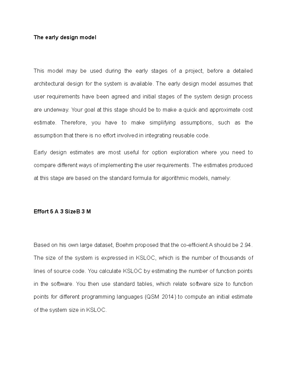 The early design model - The early design model This model may be used ...