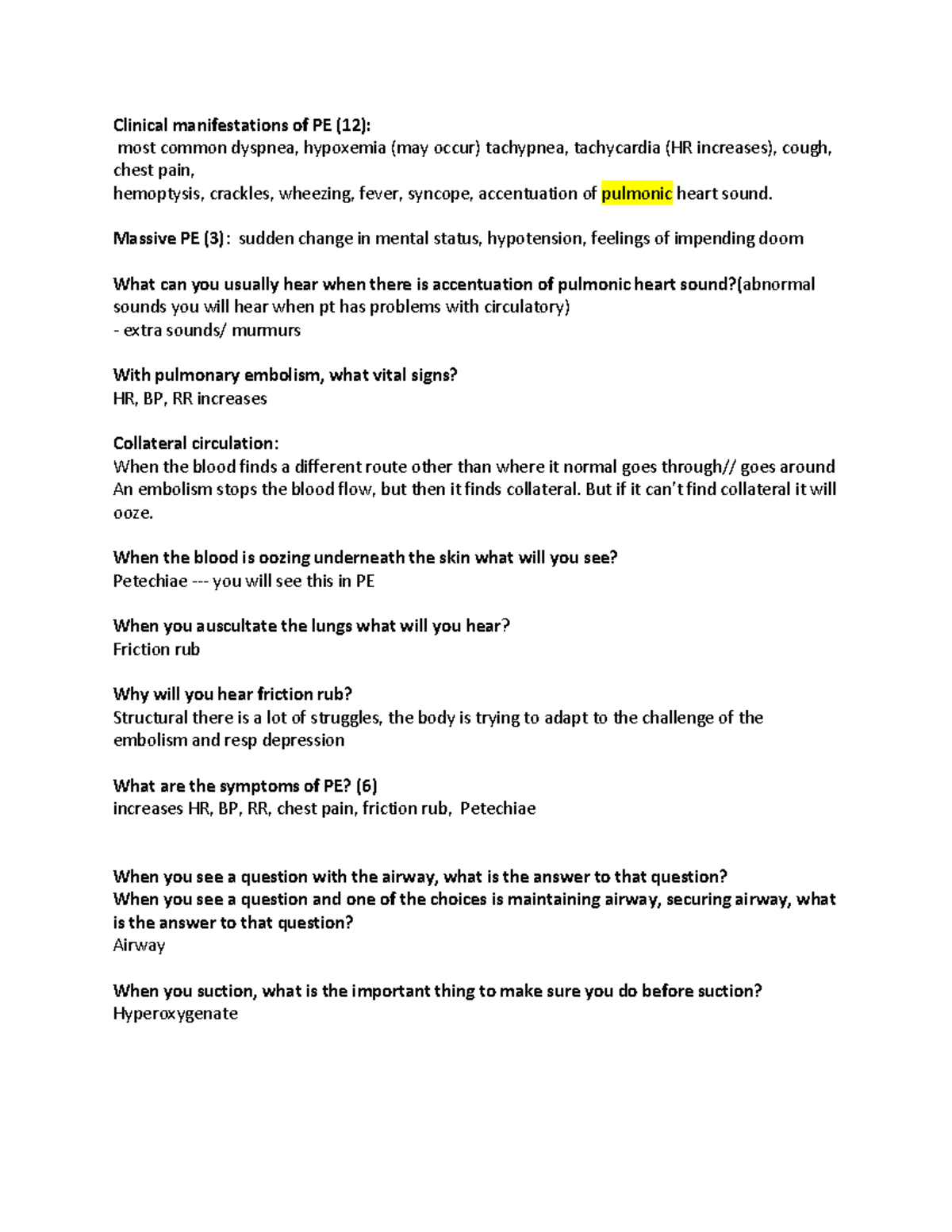 120-3park adv med surg notes from week 1, material - Clinical ...