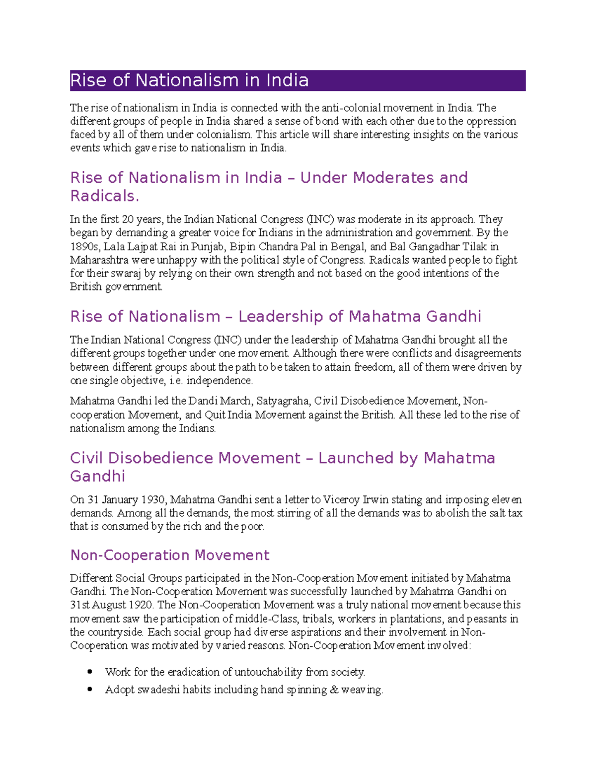 Interim ASS-2- Nationalism - Rise of Nationalism in India The rise of ...