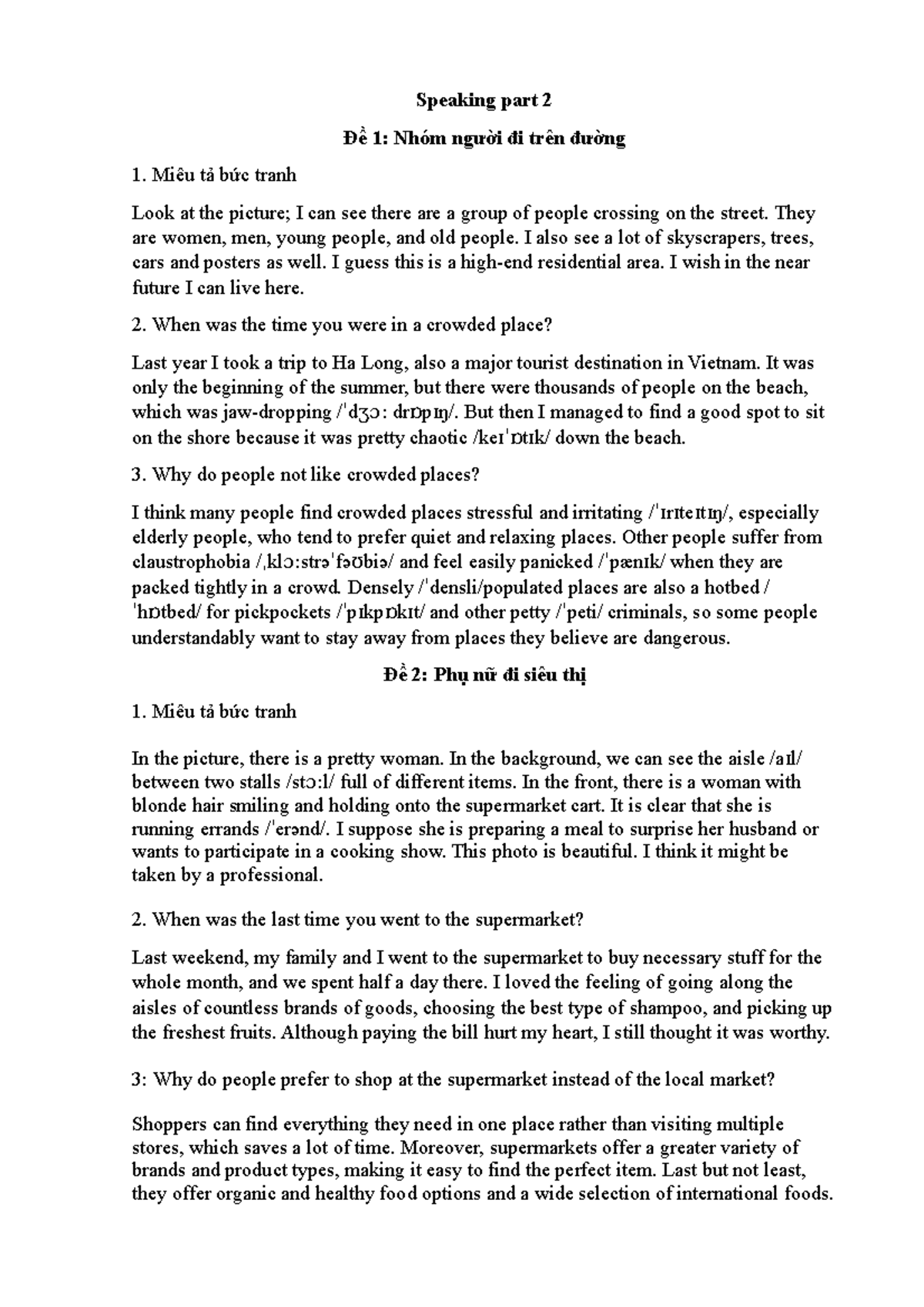 Aptis esol report - Speaking part 2 Đề 1: Nhóm người đi trên đường Miêu ...