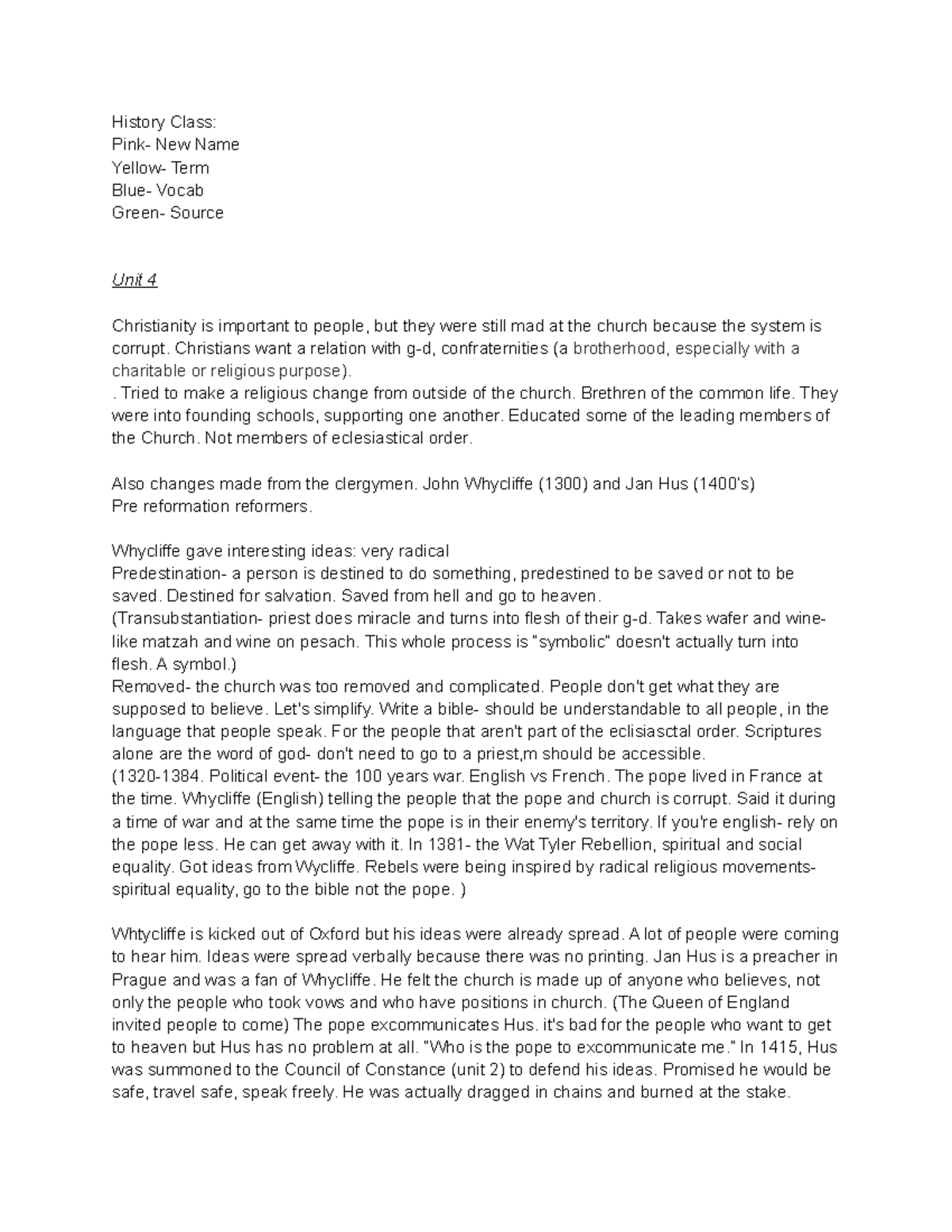 History Class - Lecture notes the whole semester - HISN 220 - Studocu