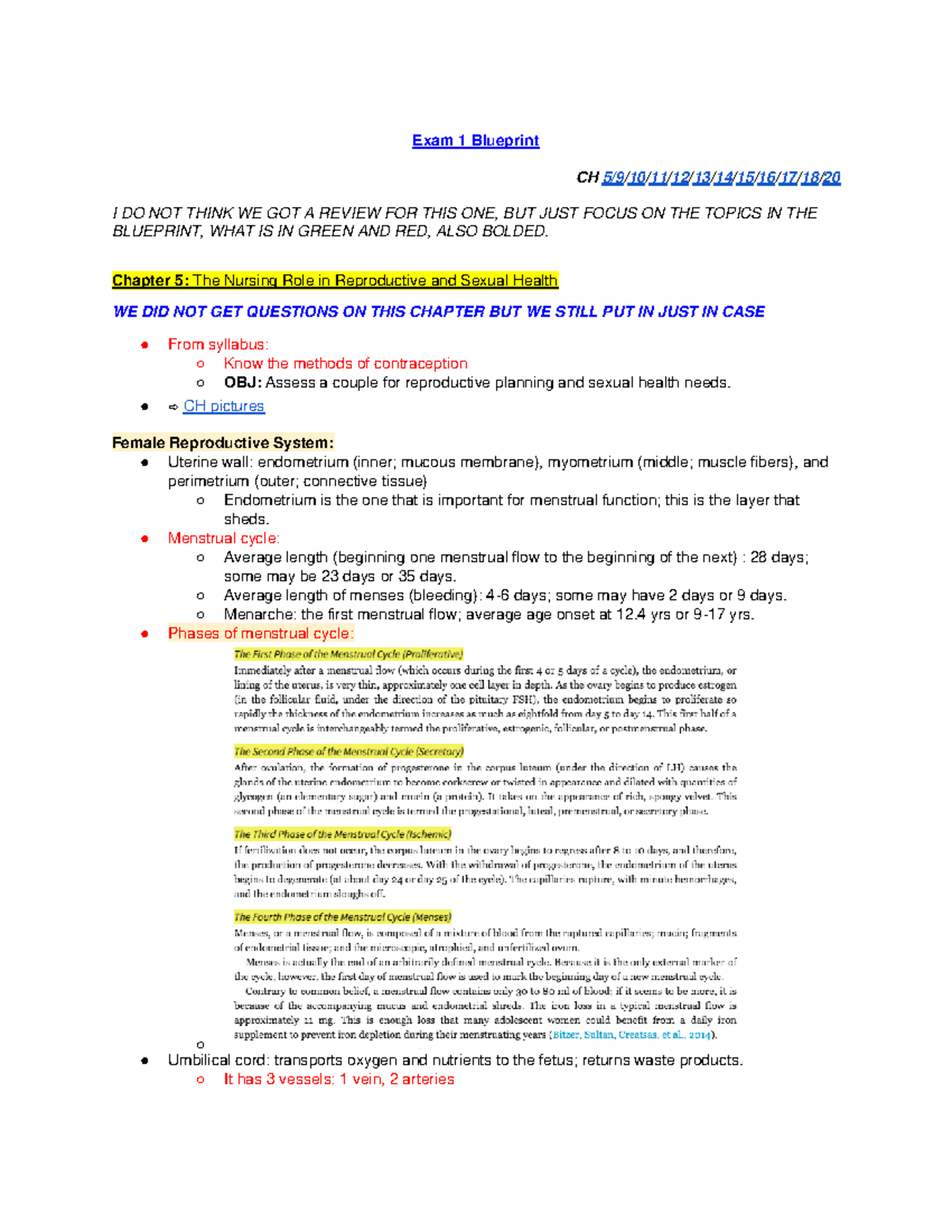 Exam 1 Blueprint-OB Peds-Level 3 - Exam 1 Blueprint CH 5/9/ 10 / 11 ...
